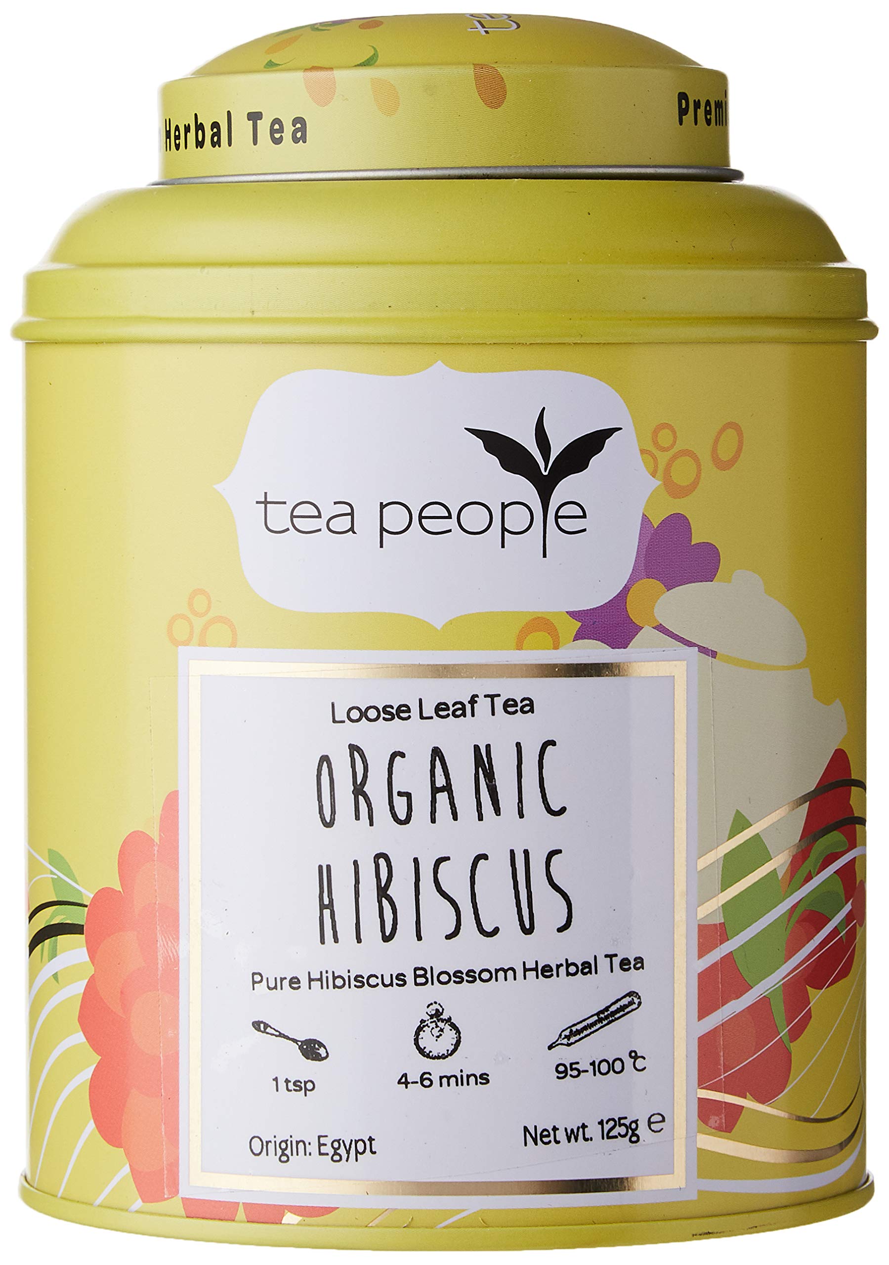 Tea People Organic Hibiscus, 125 g Loose Tea in a Tin Caddy, OH-125g ...