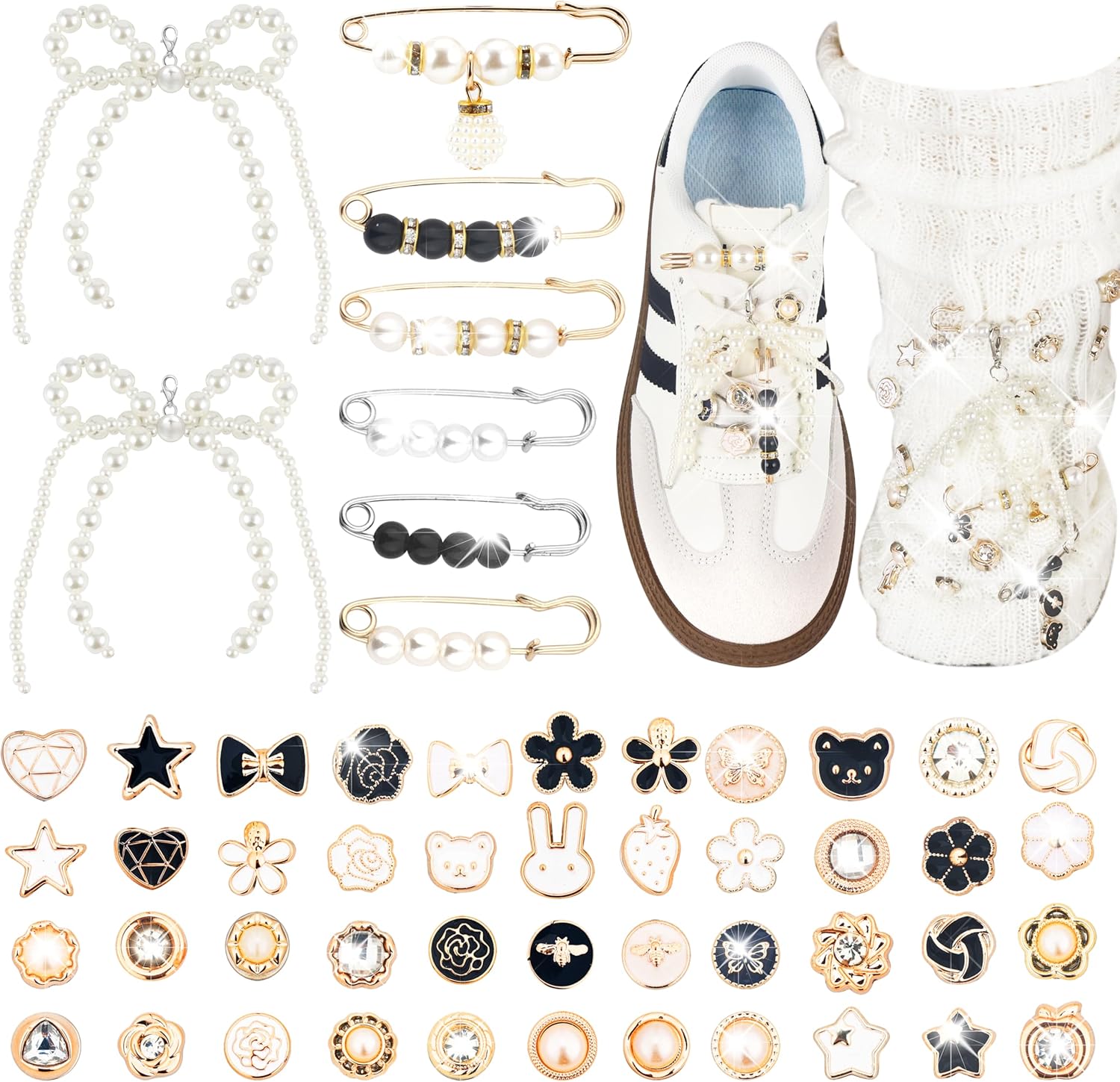 Amazon.com: 48Pcs Shoe Charms for Sneakers Bow Shoe Lace Charms Junk ...