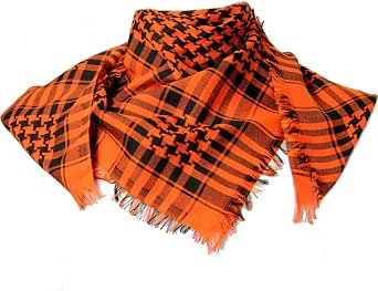 Black and Orange Checkered Design Shemagh Tactical Desert Turban Scarf ...
