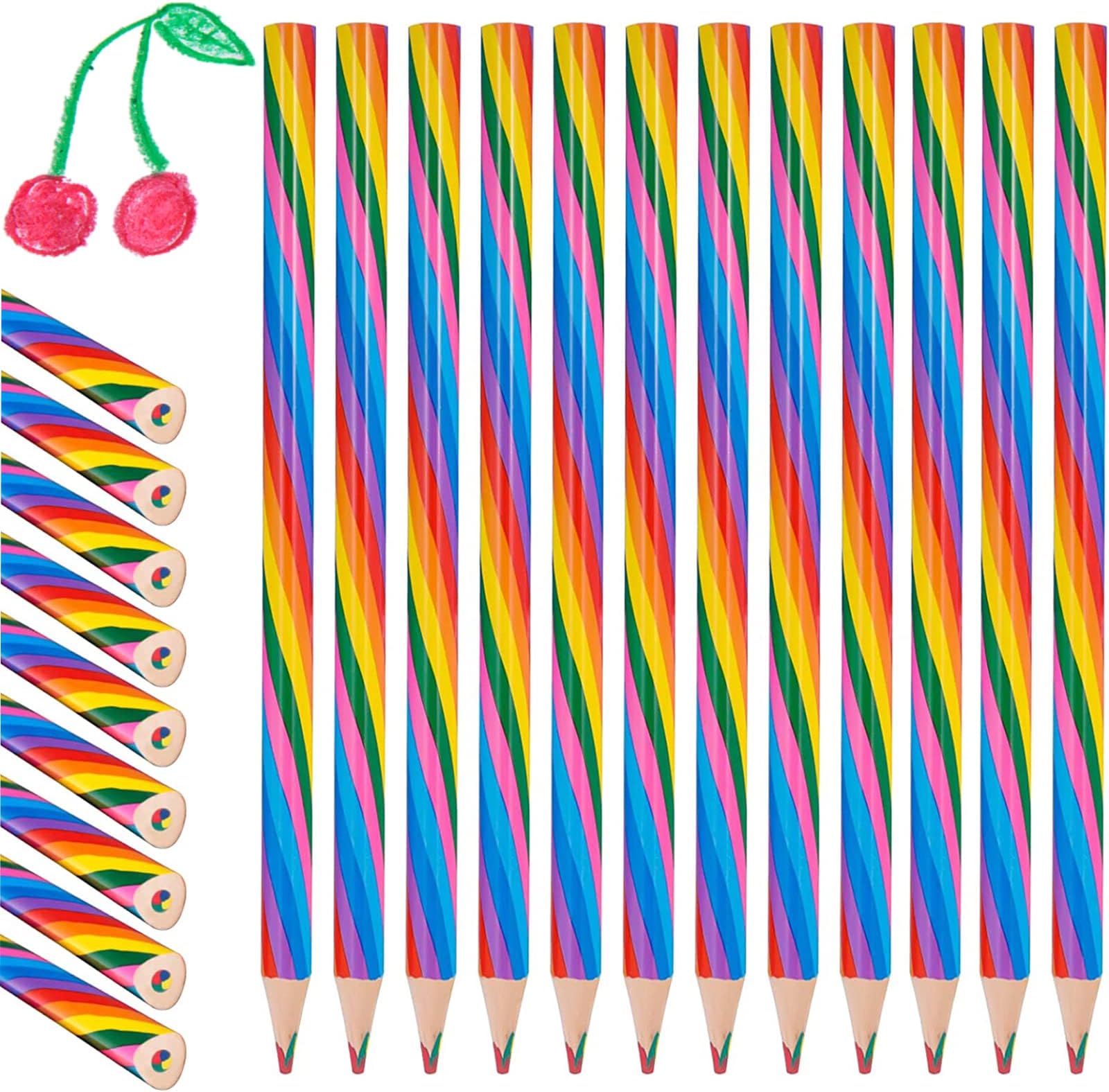 Auidy_6TXD 12 Stücke Regenbogen Buntstift,Regenbogenstifte, Zeichnung ...