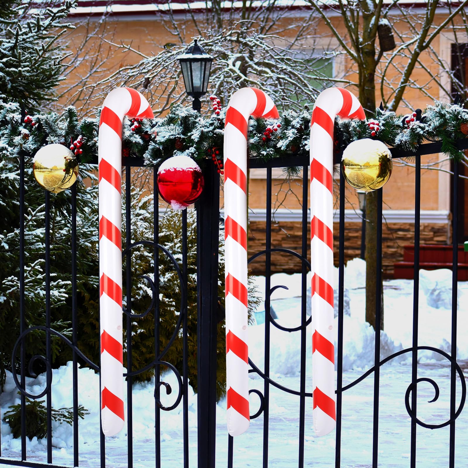 DKINY 3 PCS 120 CM/47 Inch Inflatable Christmas Candy Canes, Xmas Giant ...