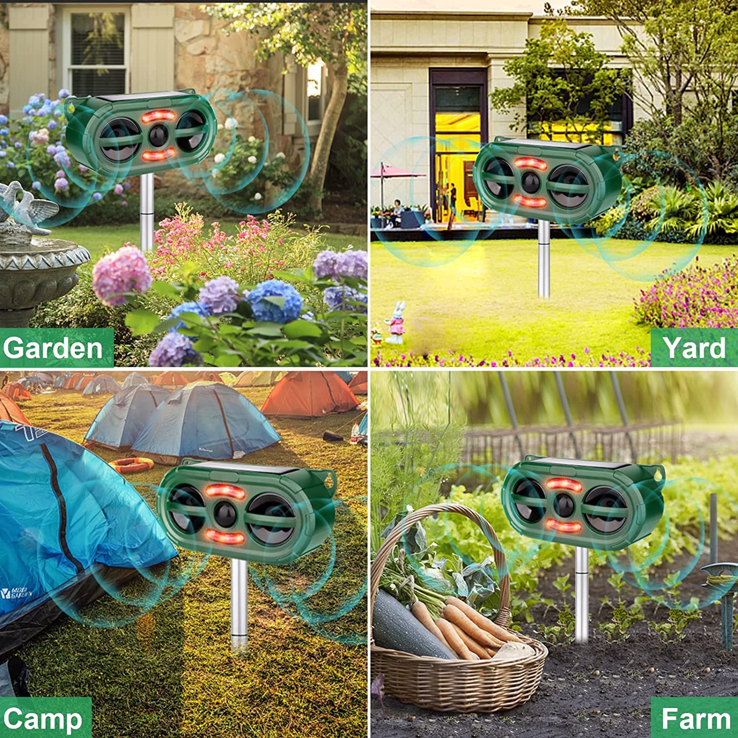 Outdoor Solar Powered Animal Repeller,2023 New Ultrasonic Animal ...