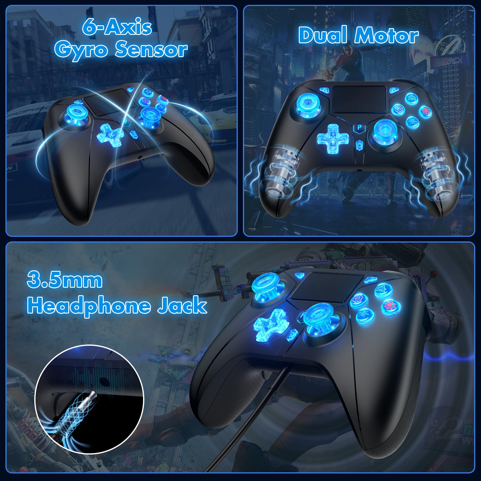 Snapklik.com : Dinosoo RGB Wireless Controller For PS4, Colorful RGB ...