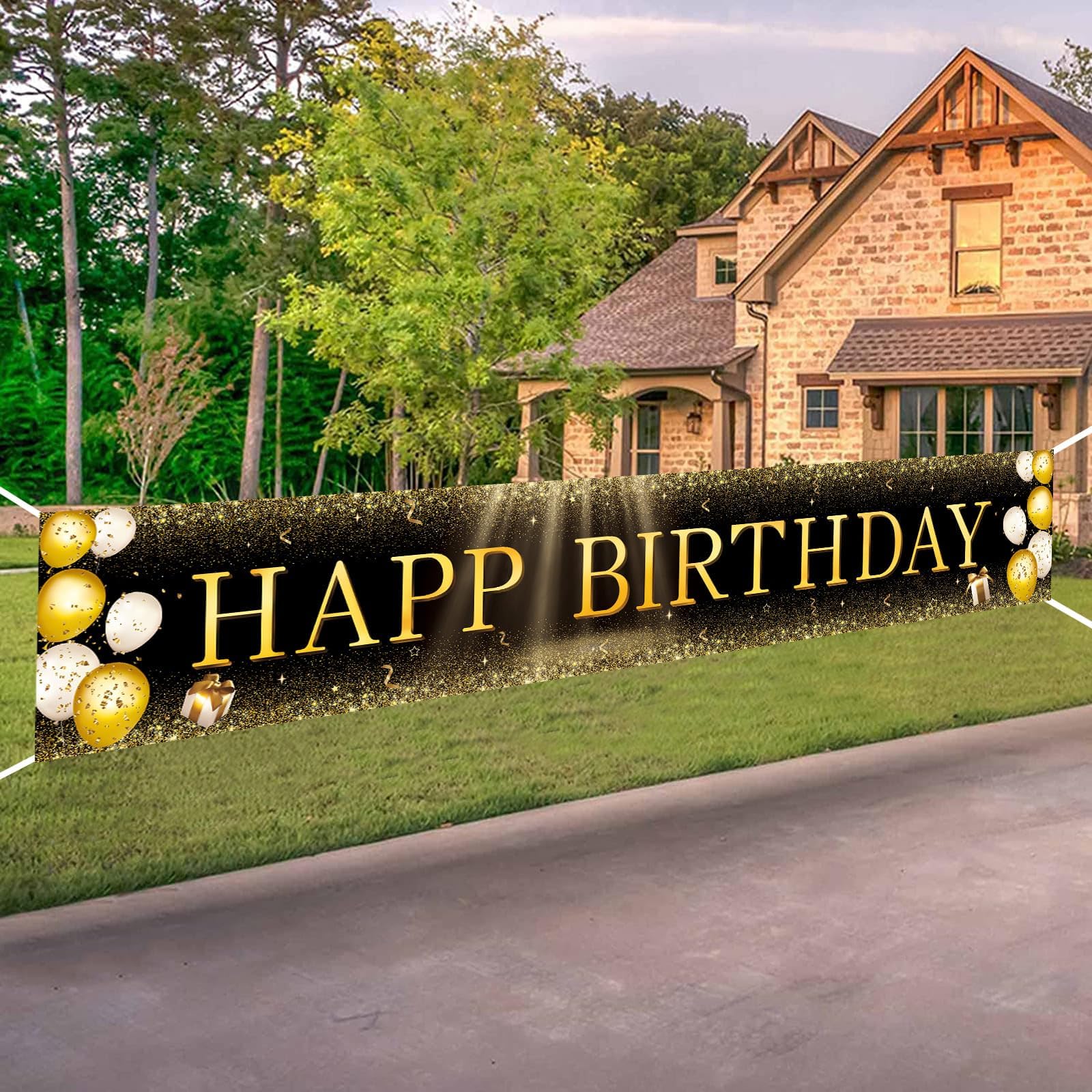 Amazon.com: TZSS Large Happy Birthday Banner 118"x20" - Indoor ...