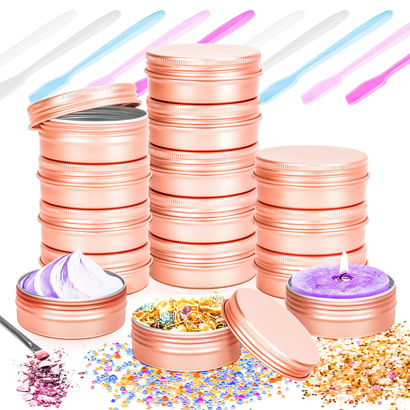 Amazon.com: MotBach 12Pack 2oz Tin Jars, 60ml Rose Gold Metal Tin cans ...