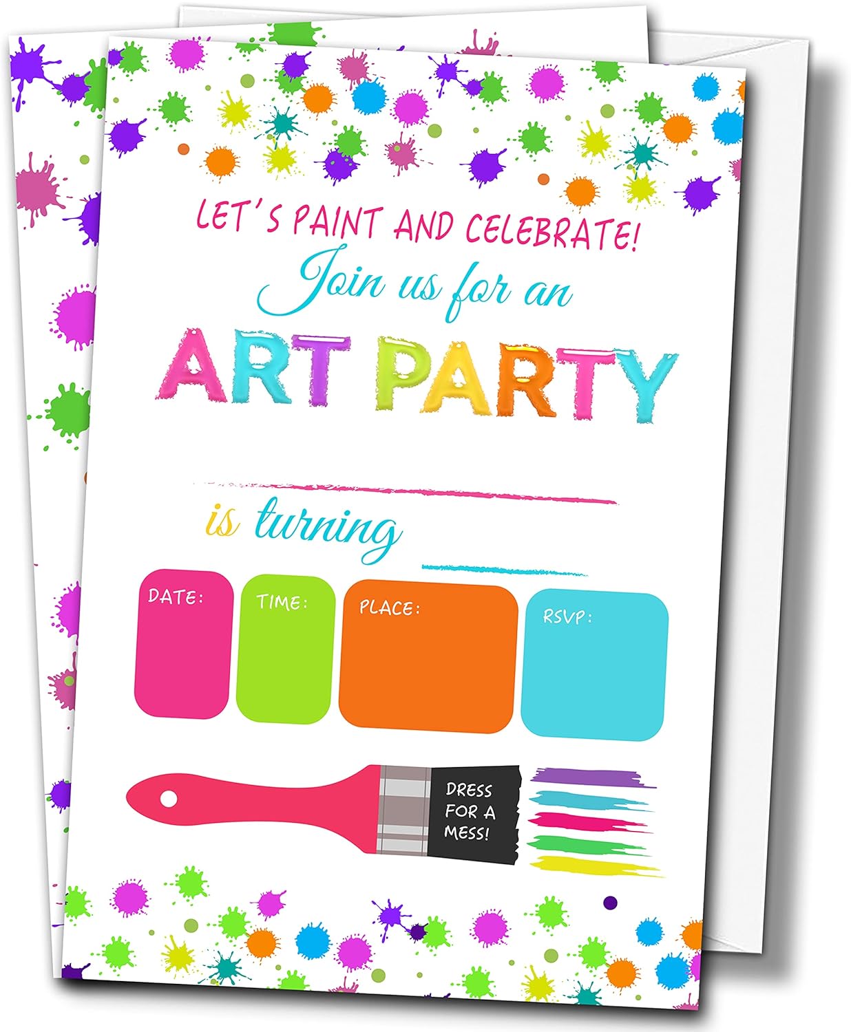 Amazon.com : Buildinest Art Birthday Party Invitations with Envelopes ...