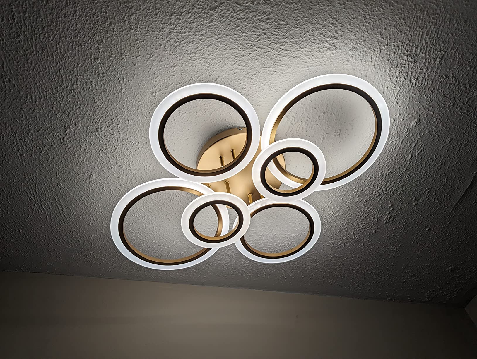 $17/mo - Finance TEMINBU Modern 6 Rings Ceiling Light,Gold LED Flush ...