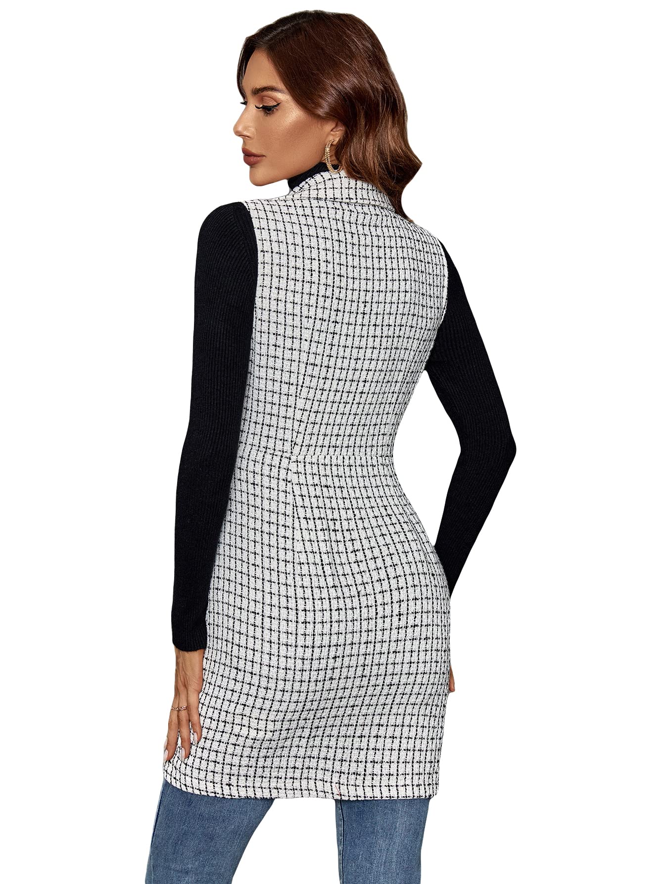 Snapklik.com : Womens Plaid Sleeveless Long Vest Cardigan Business ...