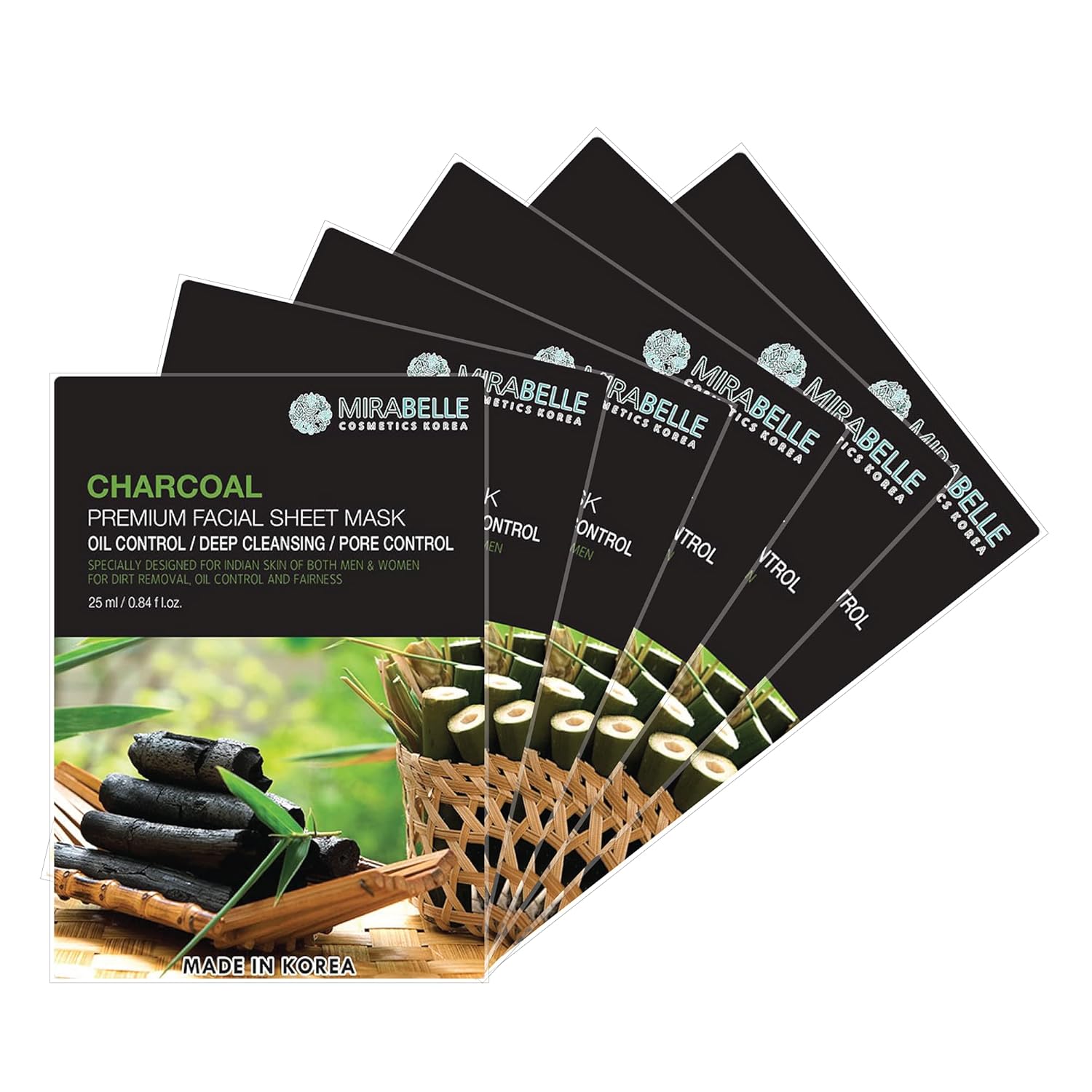 Buy MIRABELLE COSMETICS KOREA Charcoal Facial Sheet Mask (Pack of 6 ...