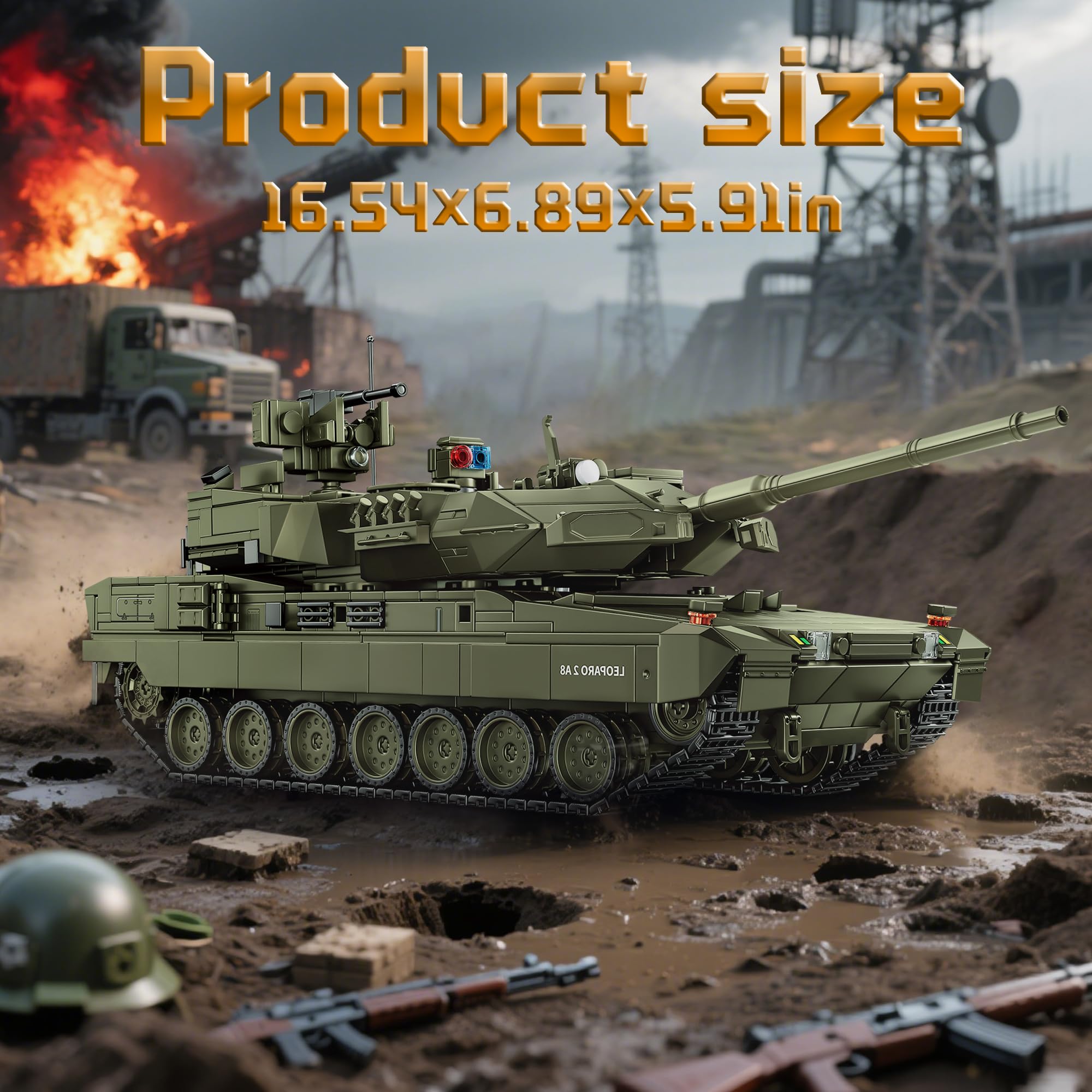 Snapklik.com : Honchoes Leopard 2 A8 Army Tank Building Sets