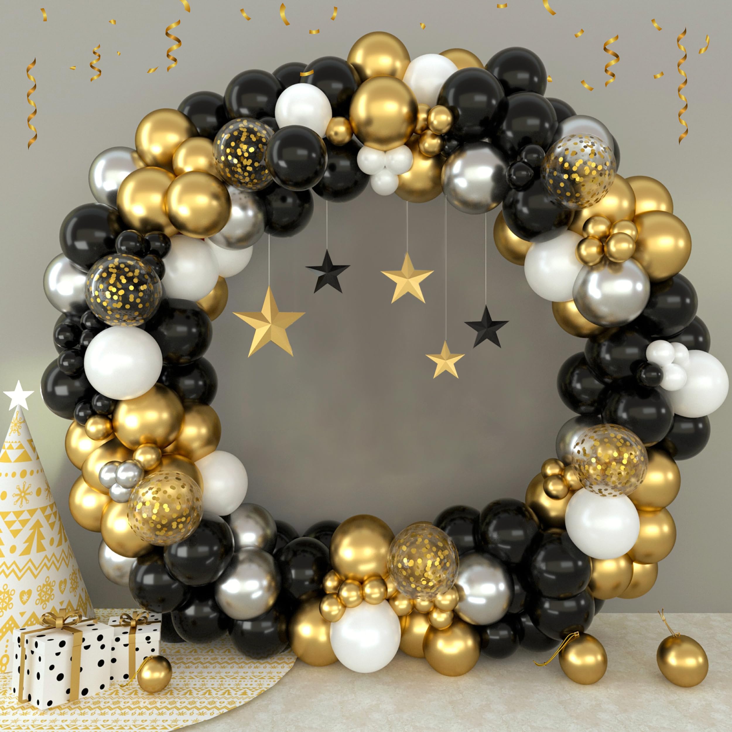 Snapklik.com : 159PCS Black Gold Balloon Arch Garland Kit - Metallic ...