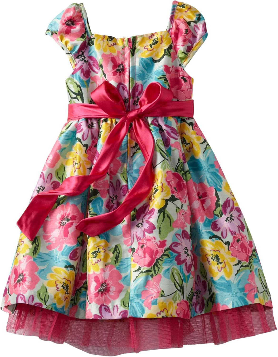 Amazon.com: Nannette Little Girls' Colorful Floral Printed With Tulle ...