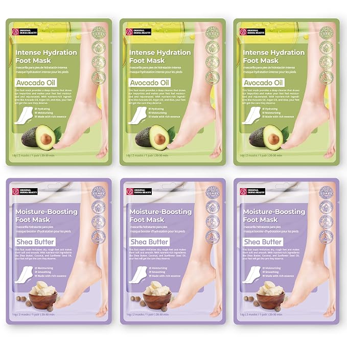 Amazon.com: Original Derma Beauty Foot Mask 6 Pairs Moisture-Boosting ...