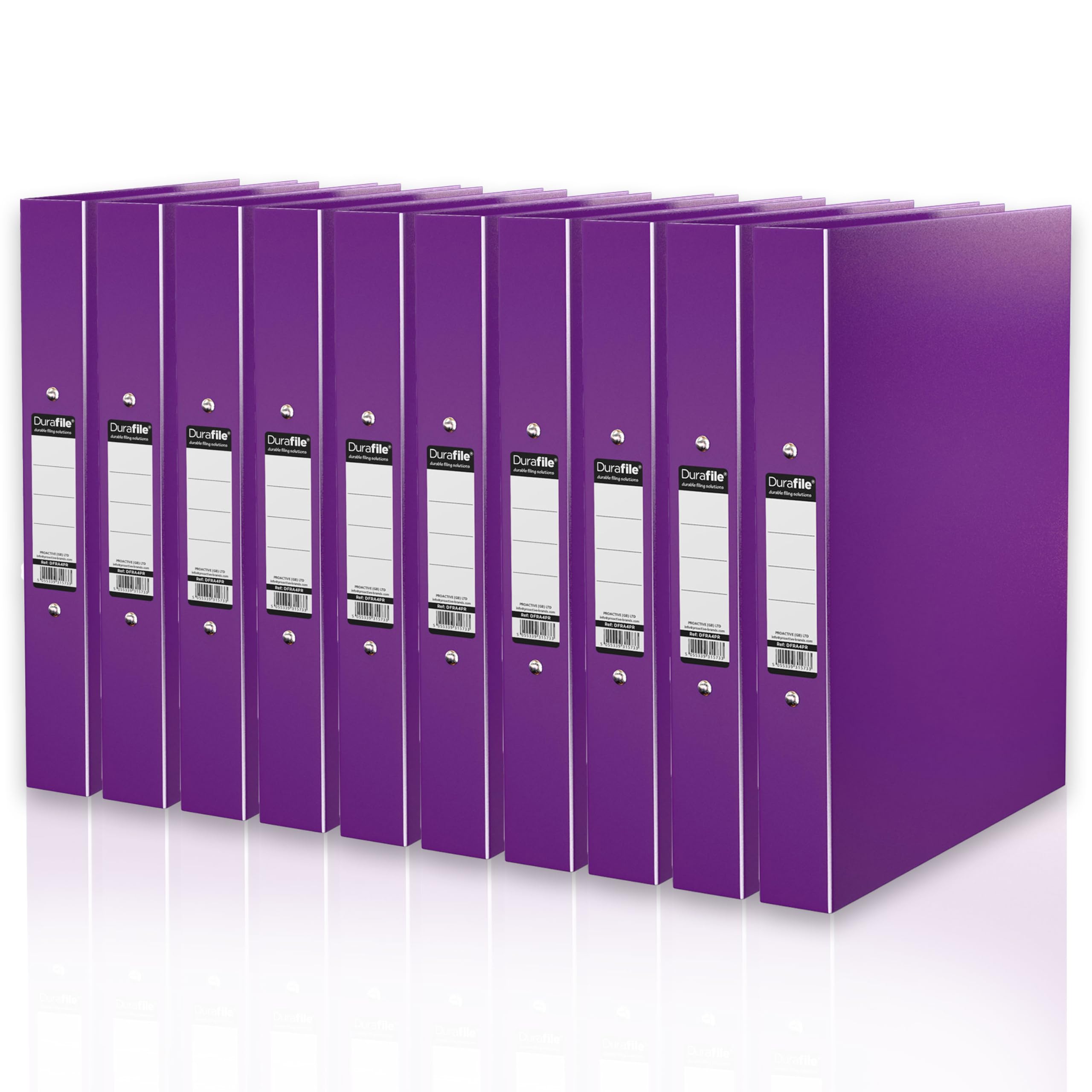 Durafile Ring Binder A4 Files, Purple, Pack of 10 Folders, Heavy Duty ...