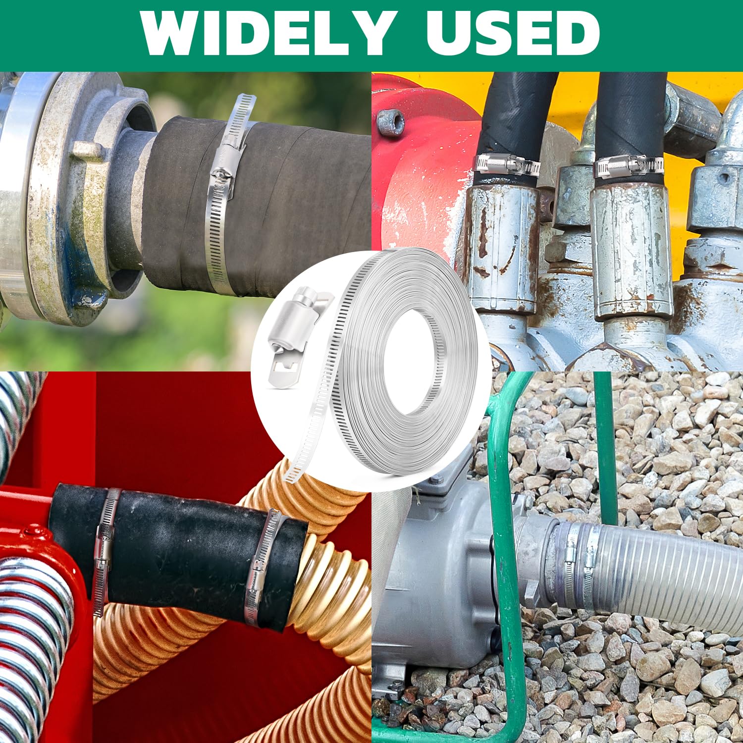 Snapklik.com : OURU 10FT Hose Clamps,304 Stainless Steel Hose Clamp ...