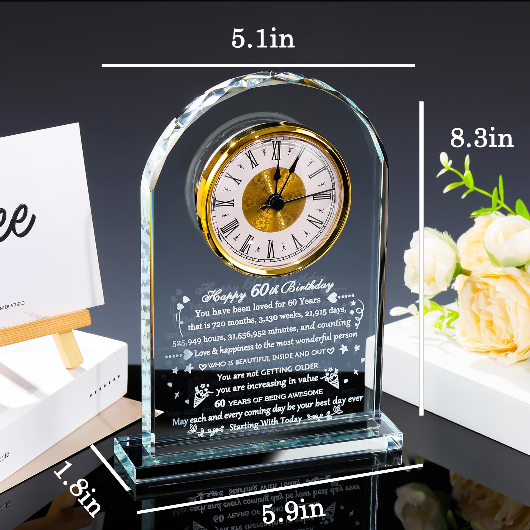 60th Birthday Gifts For Men Arikyrist Happy 80th Birthday Crystal Clock ...