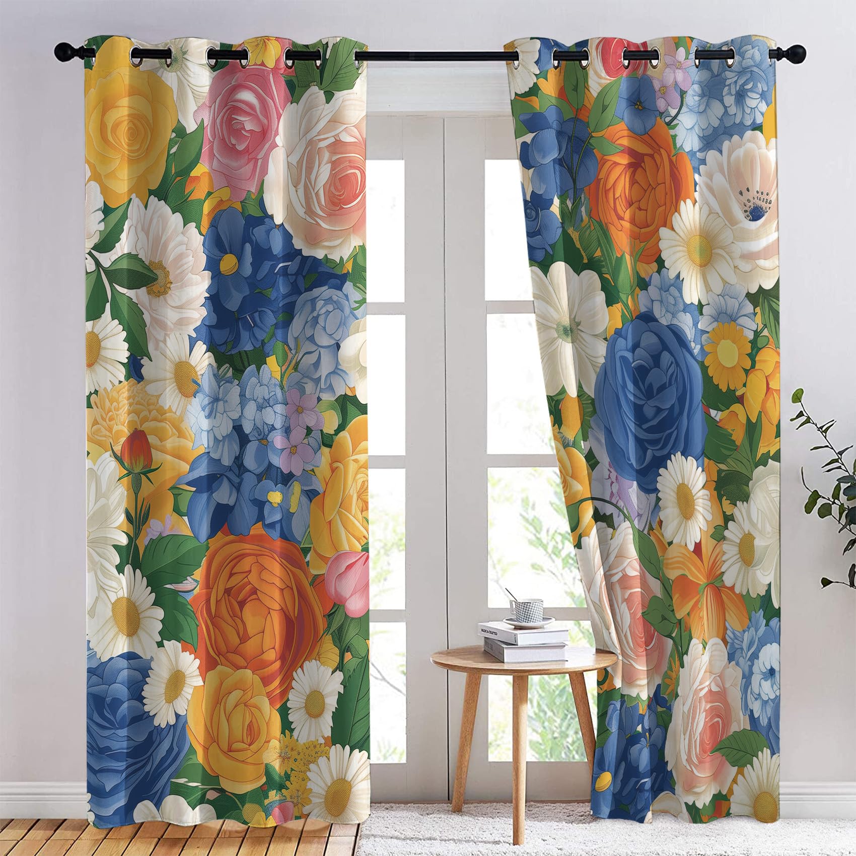 Amazon.com: NejZoltrix Colorful Floral Curtains, Boho Floral Window ...