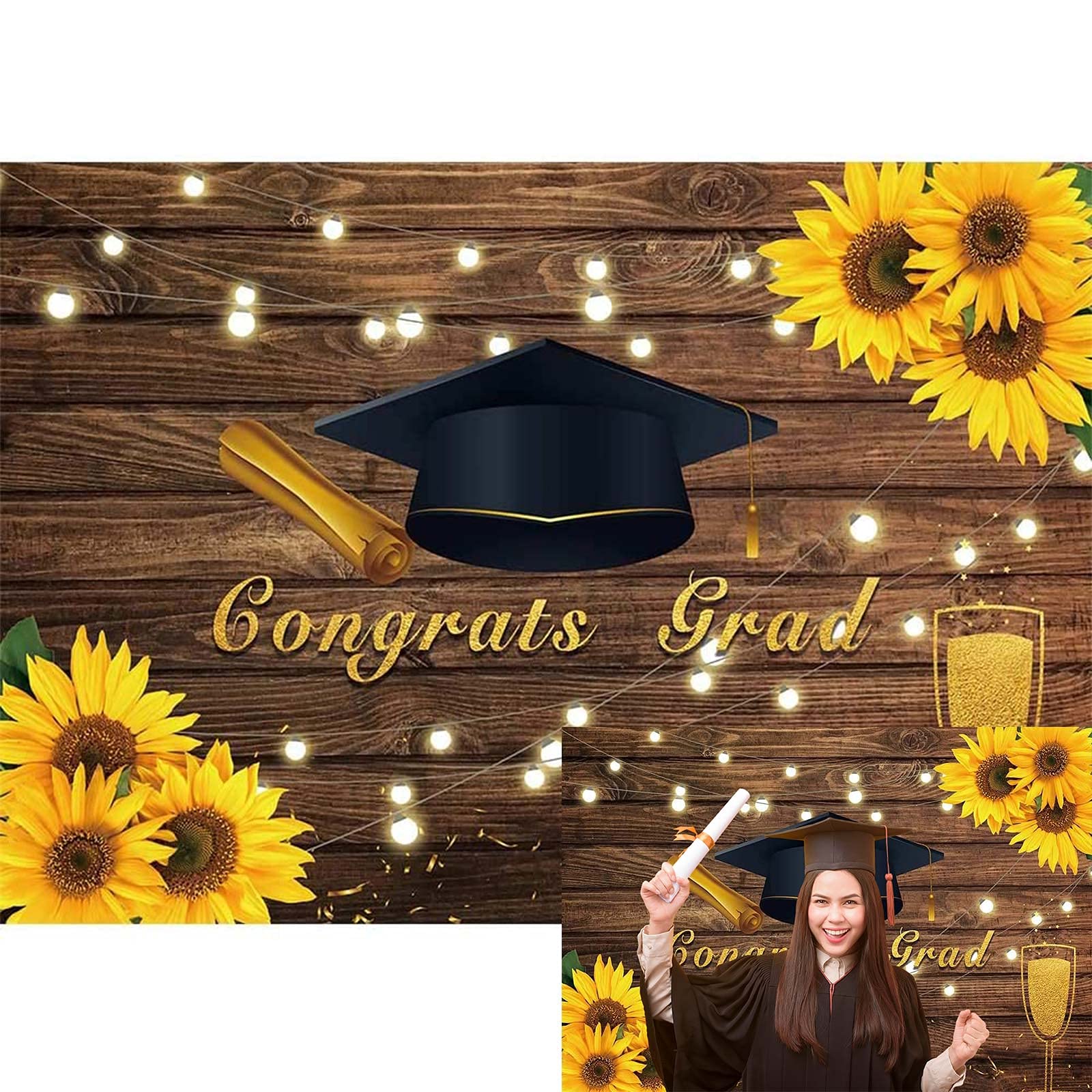 Allenjoy 7x5ft Congrats Grad Class Of 2022 Graduation Party Backdrop ...