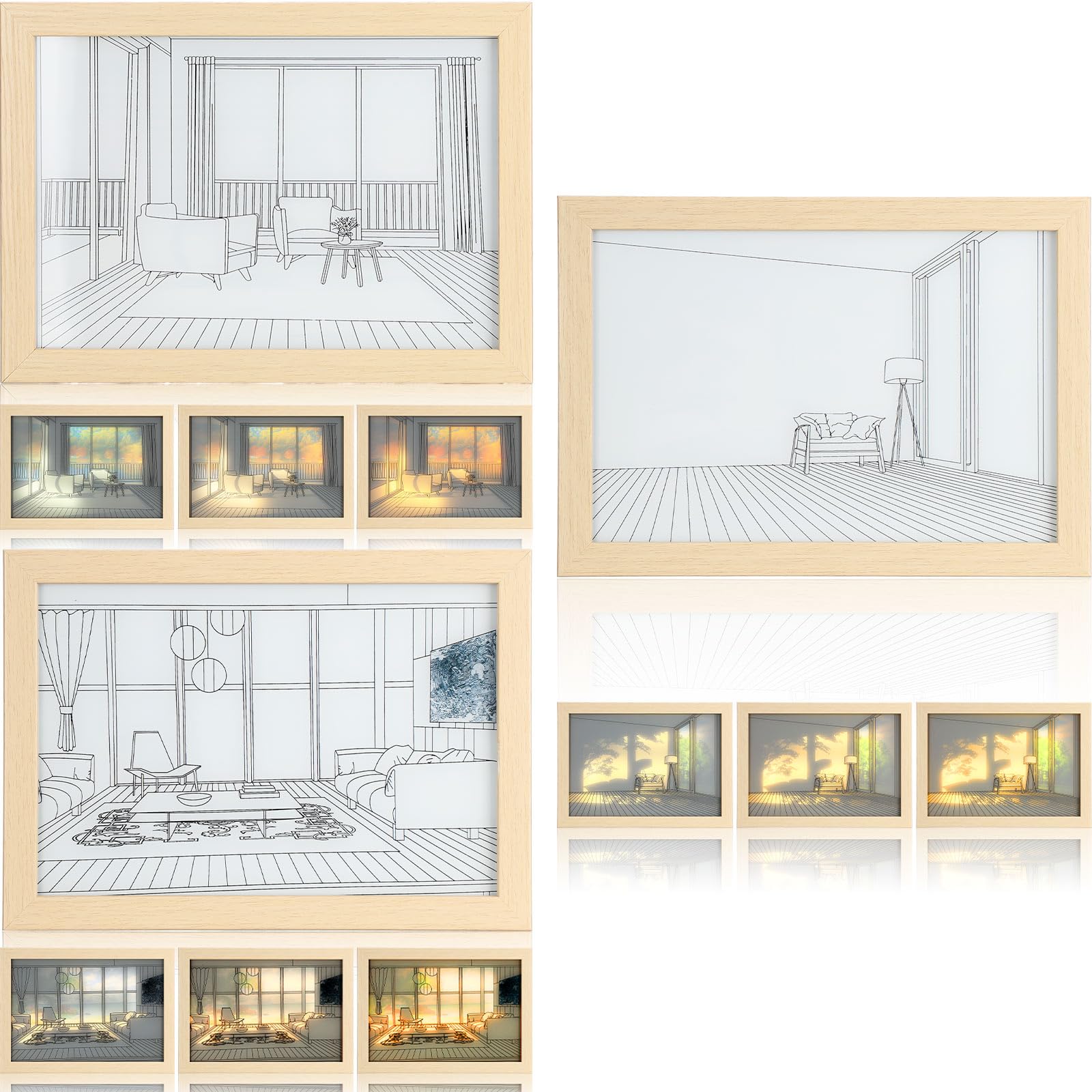 VIHOSE 3 Pcs Illuminated Light up Painting 3 Lighting Modes LED Light ...