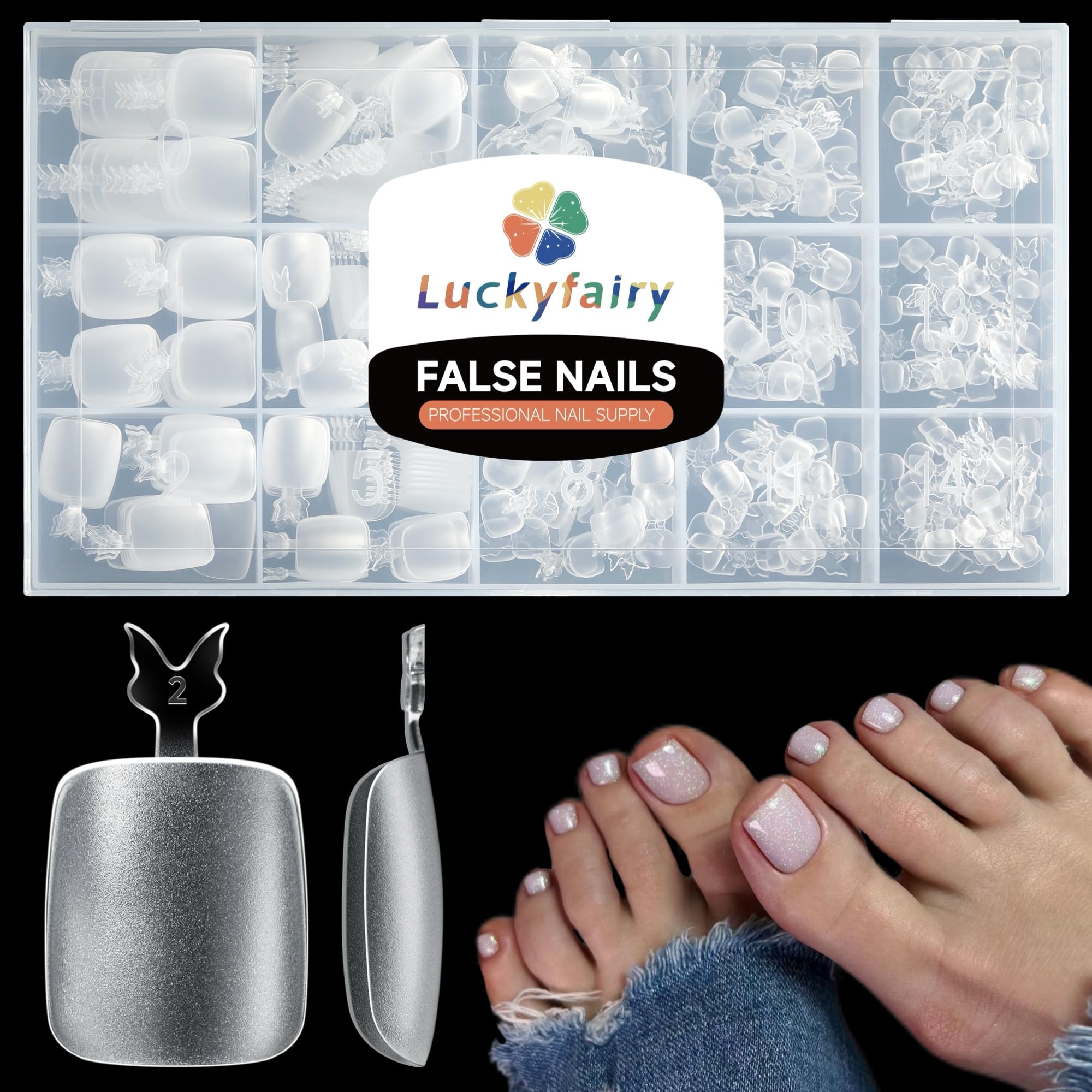 Amazon.com: Luckyfairy Toe Nail Tips Big Wide Squavol Toe Nails Full ...