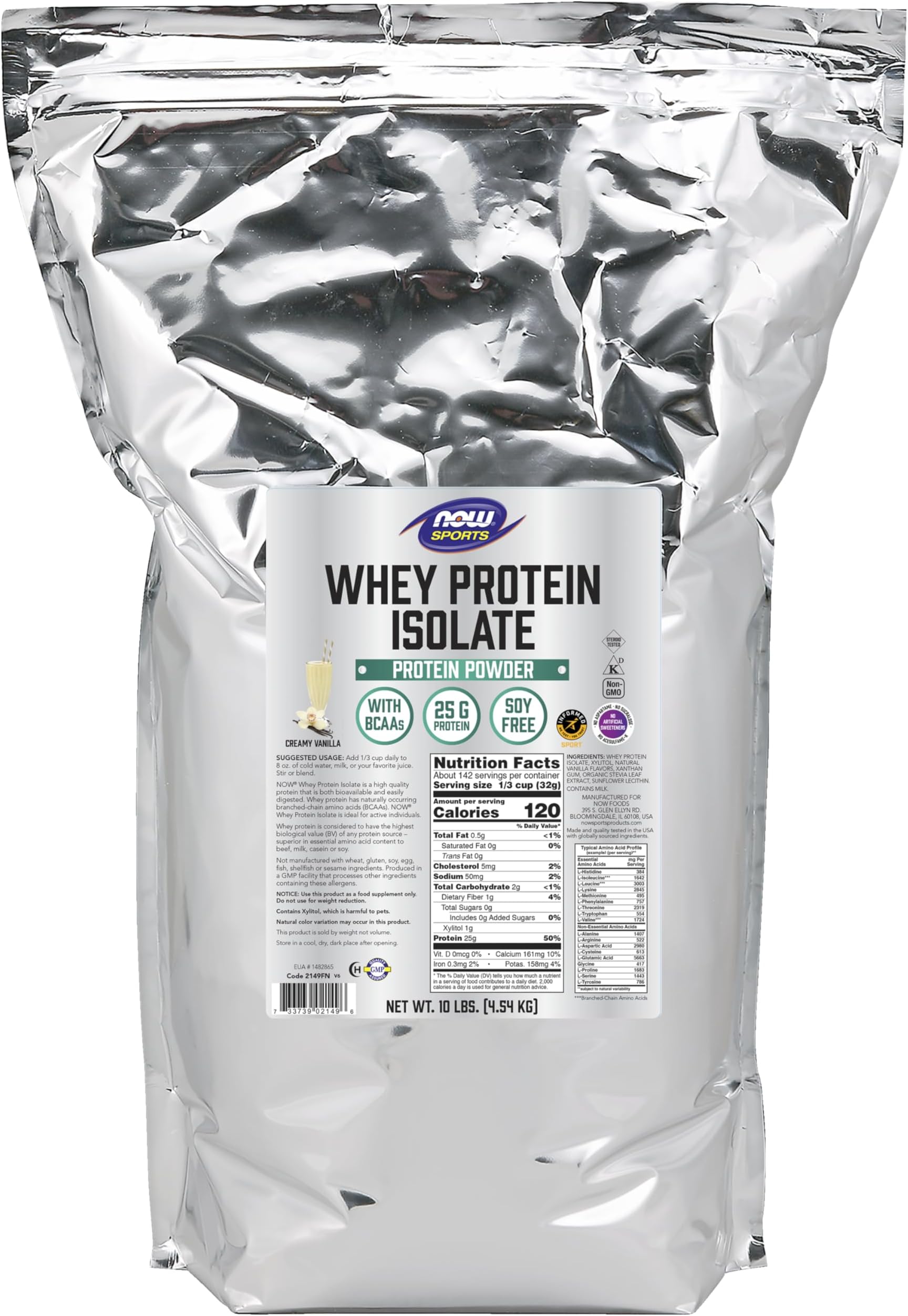 Amazon.com: NOW Sports Nutrition, Whey Protein Isolate, 25 g with BCAAs ...