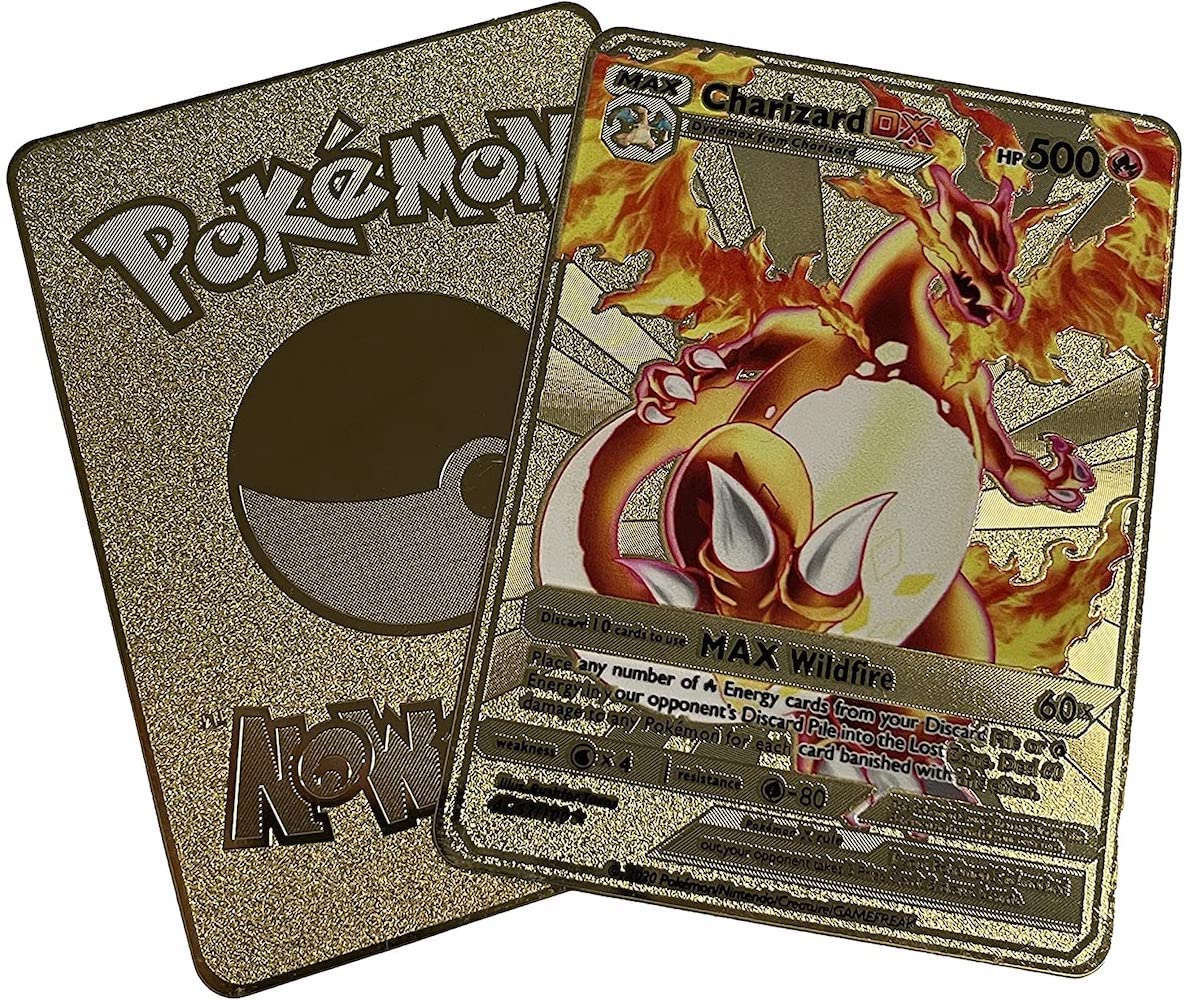 Buy Charizard Vmax Metal Gold Plated Card, Fine Quality Rare ...