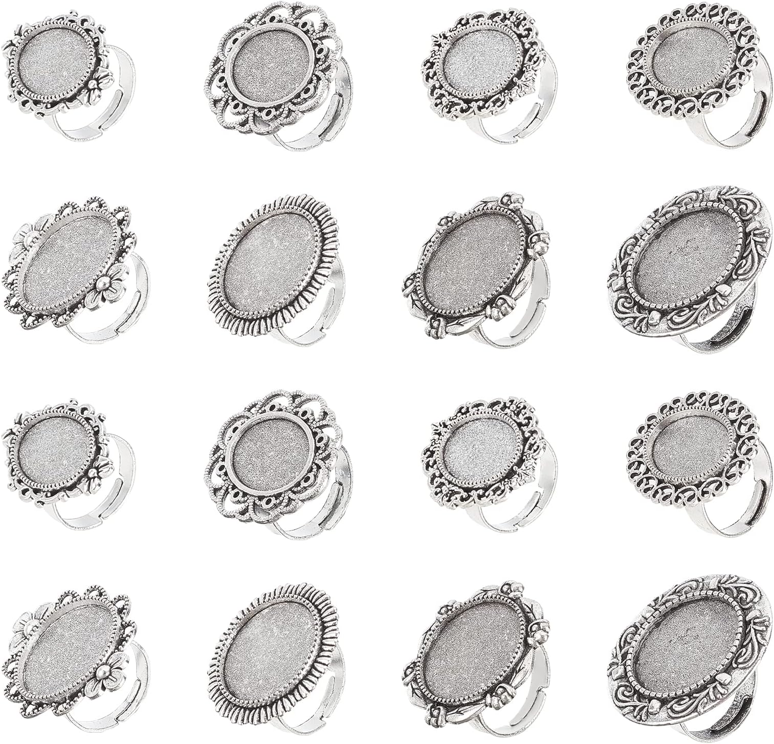 Amazon.com: 60pcs Adjustable Blank Rings Adjustable Ring Base Blank ...