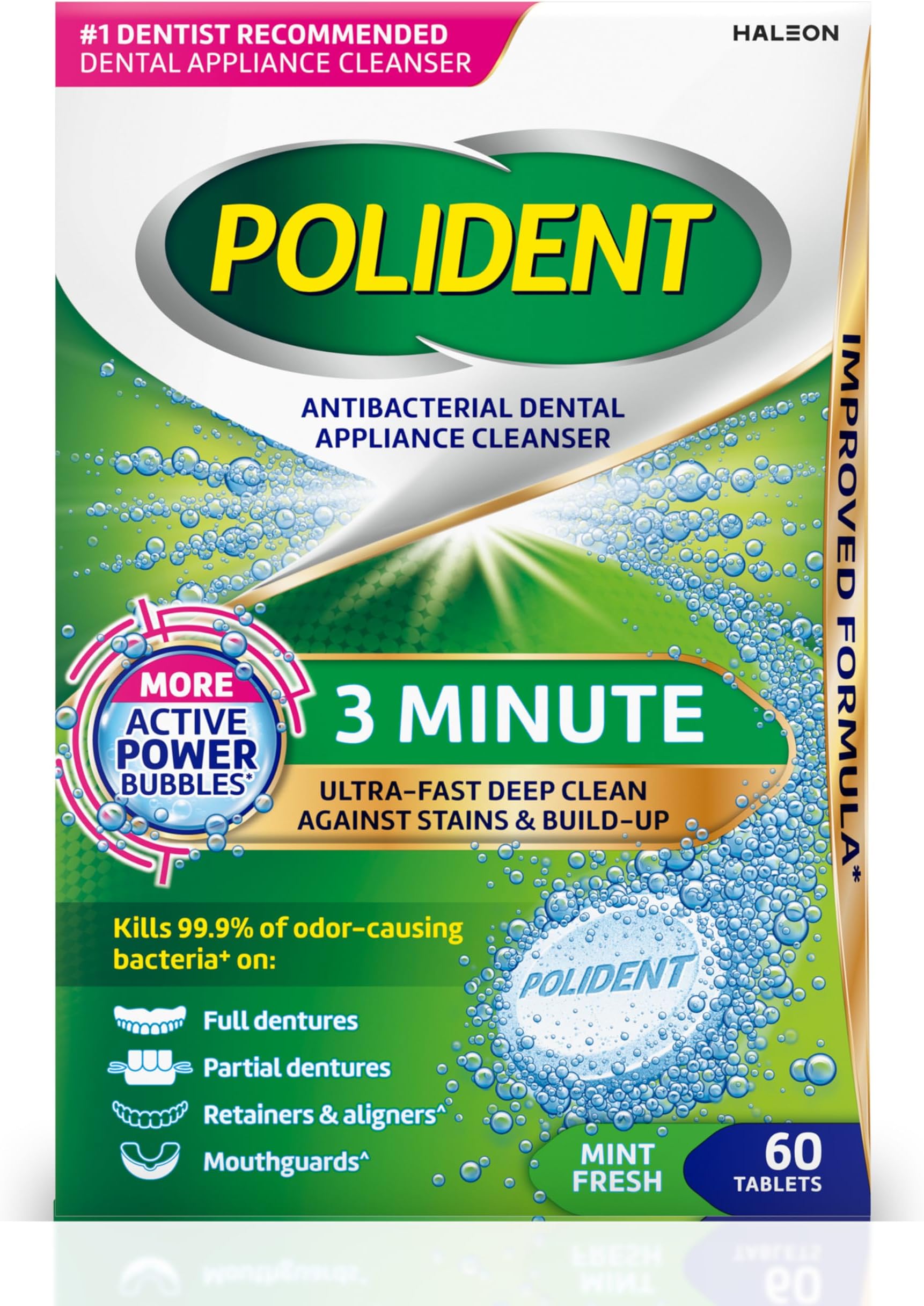 Amazon.com : Polident 3 Minute Denture Cleanser Tablets - Cleans ...
