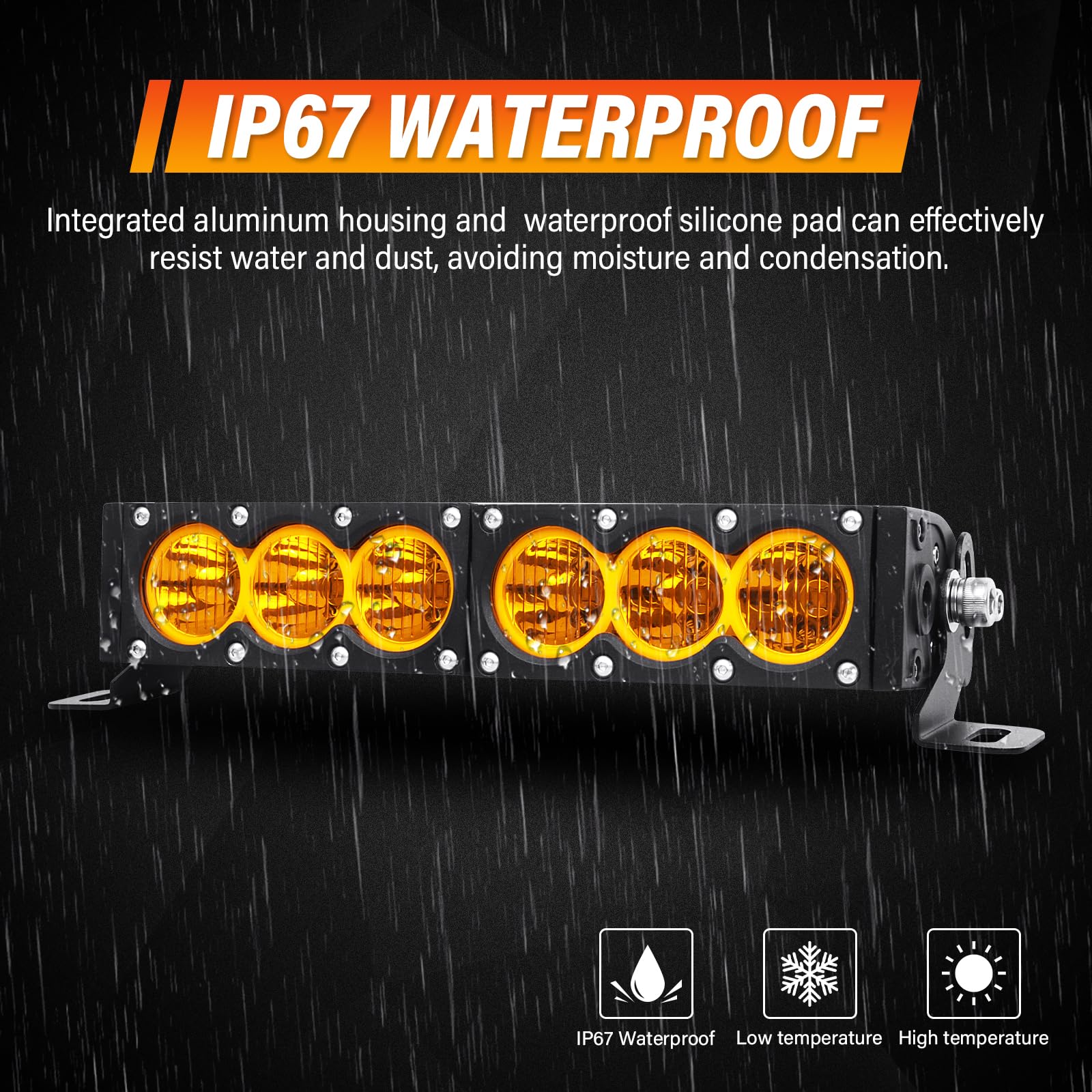 Snapklik.com : Willpower 12 Inch Single Row Amber LED Light Bar 60W 4x4 ...