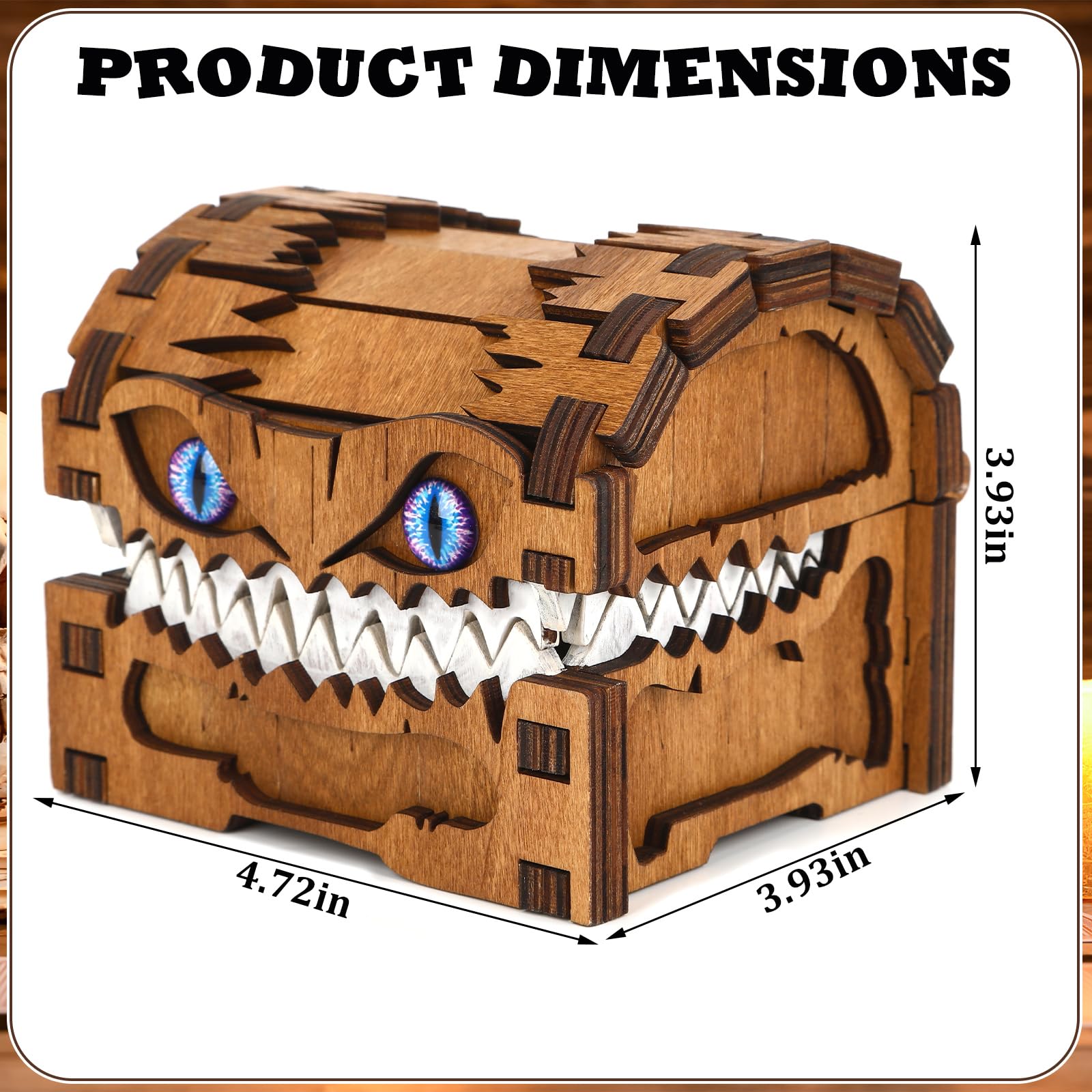Snapklik.com : JULEASEL Mimic Dice Box Wooden Monster Treasure Chest