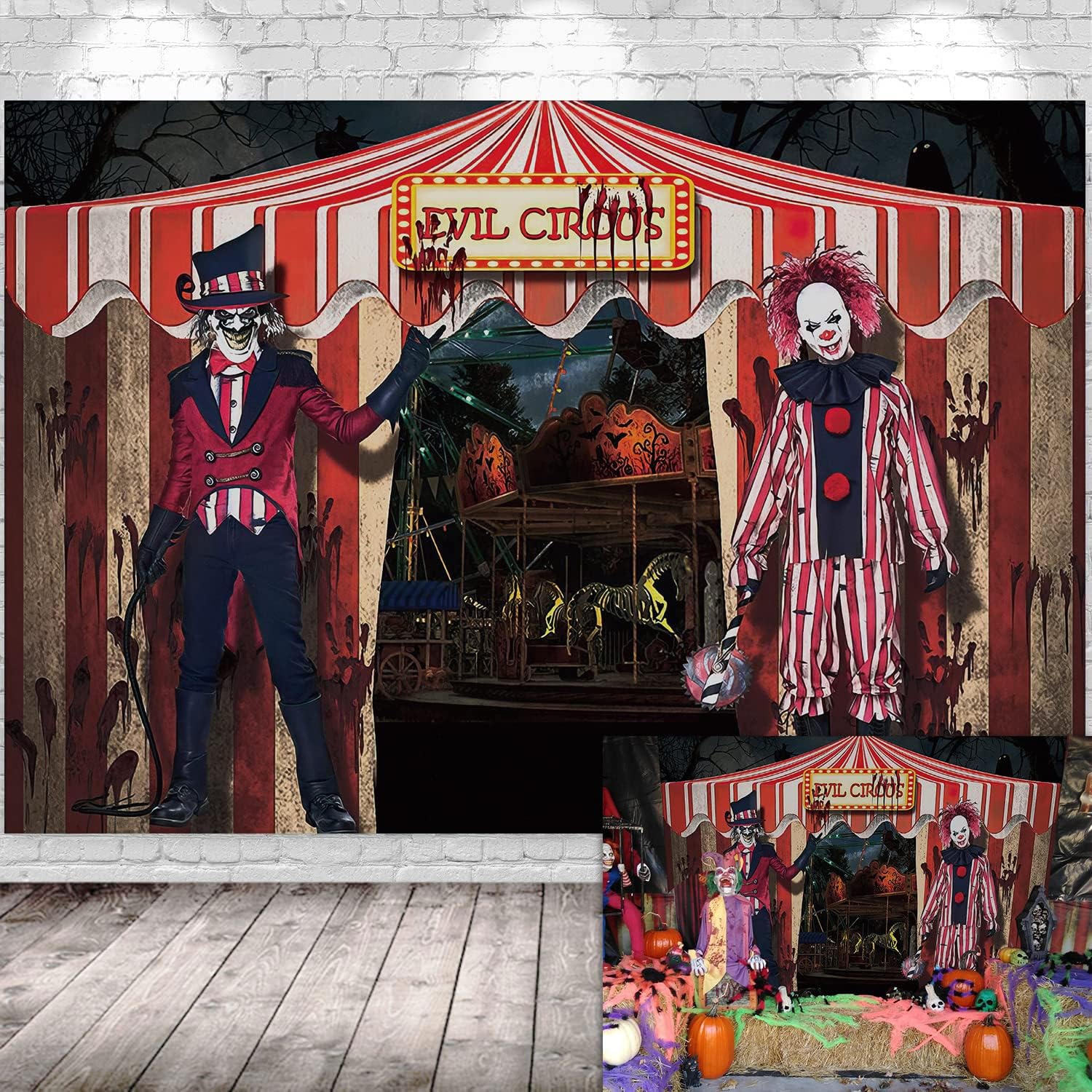 Halloween Evil Circus Theme Backdrop Giant Evil Clown Halloween ...
