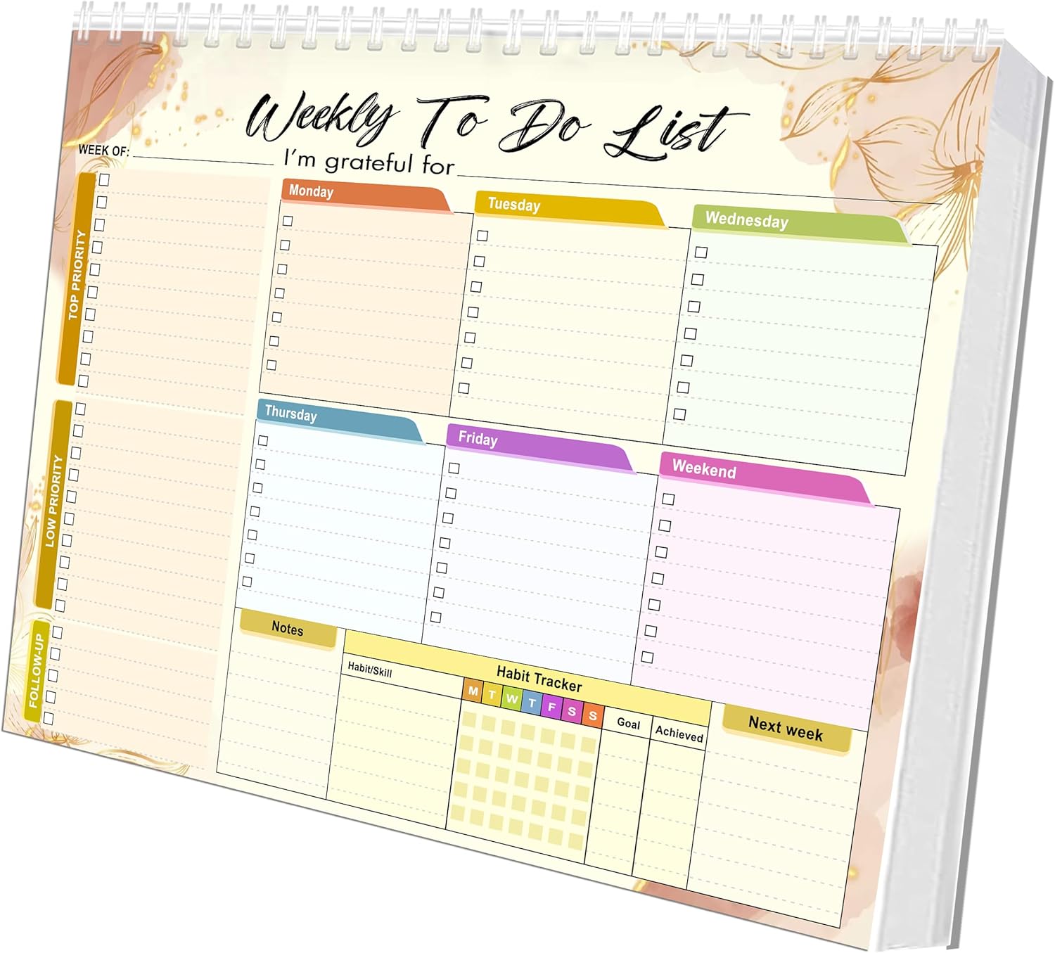 Amazon.com : Weekly Planning To-Do-List Pad, 52 Undated Sheets for ...