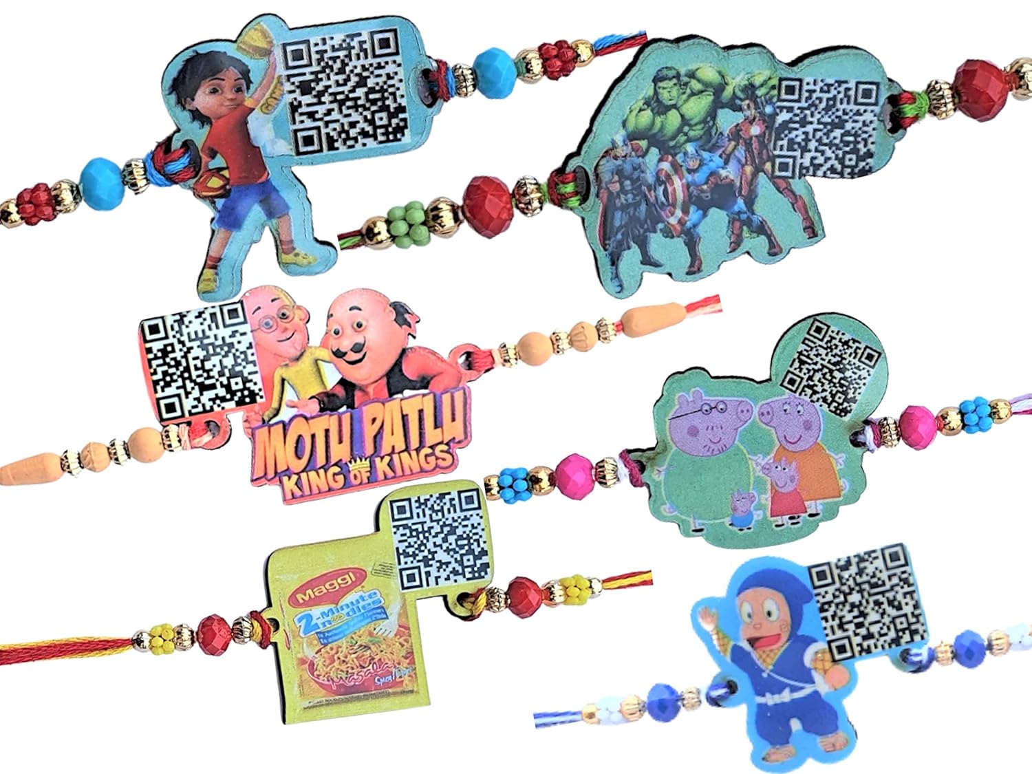 Buy Artonezt Assorted Set of 6 Superhero Cartoon QR Code Scanner MDF ...