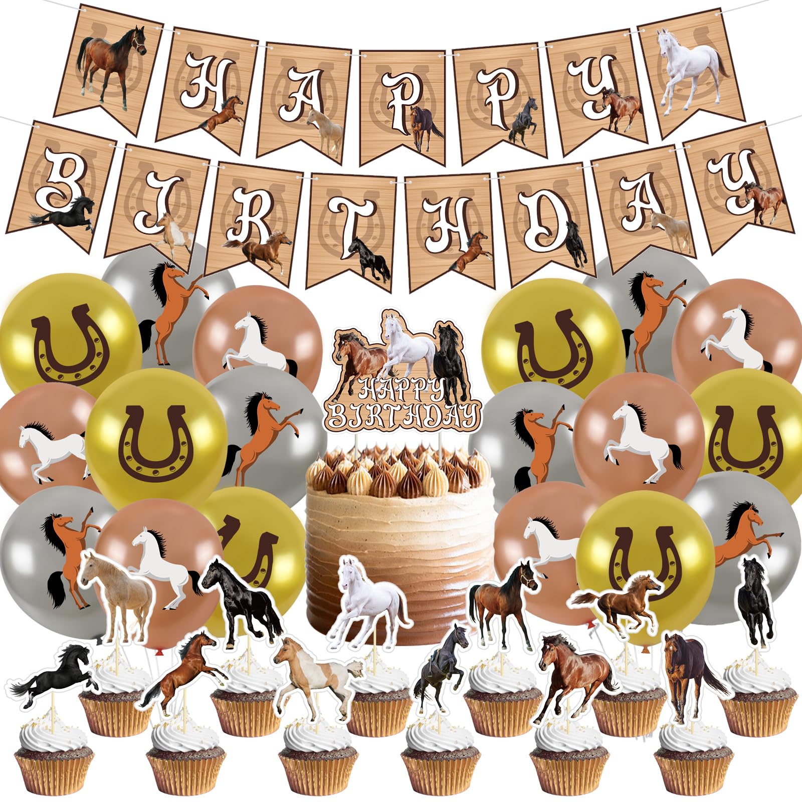 Amazon.com: Horse Birthday Party Decorations Western Cowgirl Cowboy ...