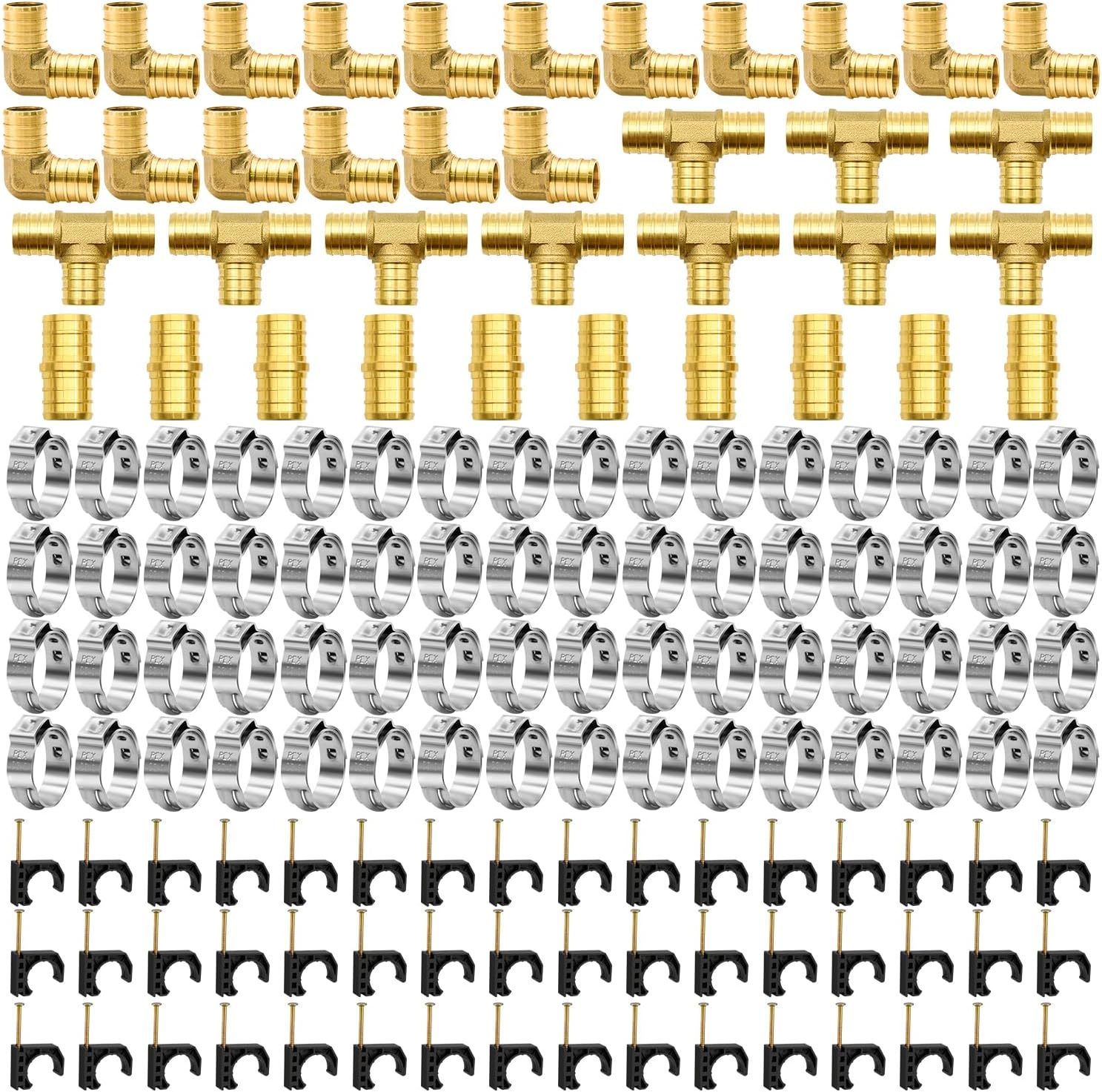 3/4" Half Clamps J-Hook with Nails Set, 50 Pack Half Clamps J-Hook with ...