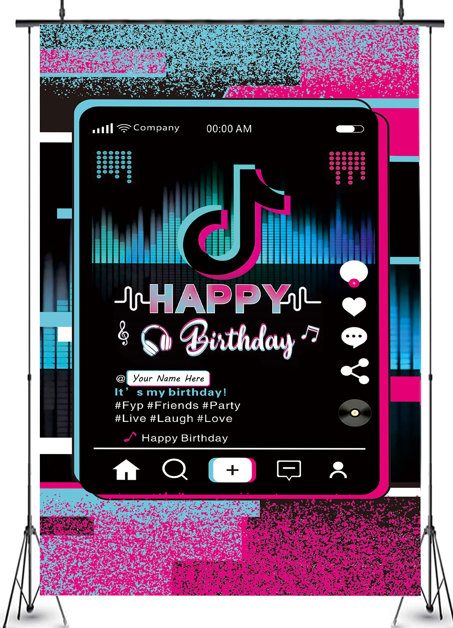 Buy Happy Birthday Party Backdrop,TIK TOK Birthday Decoration, Musical ...