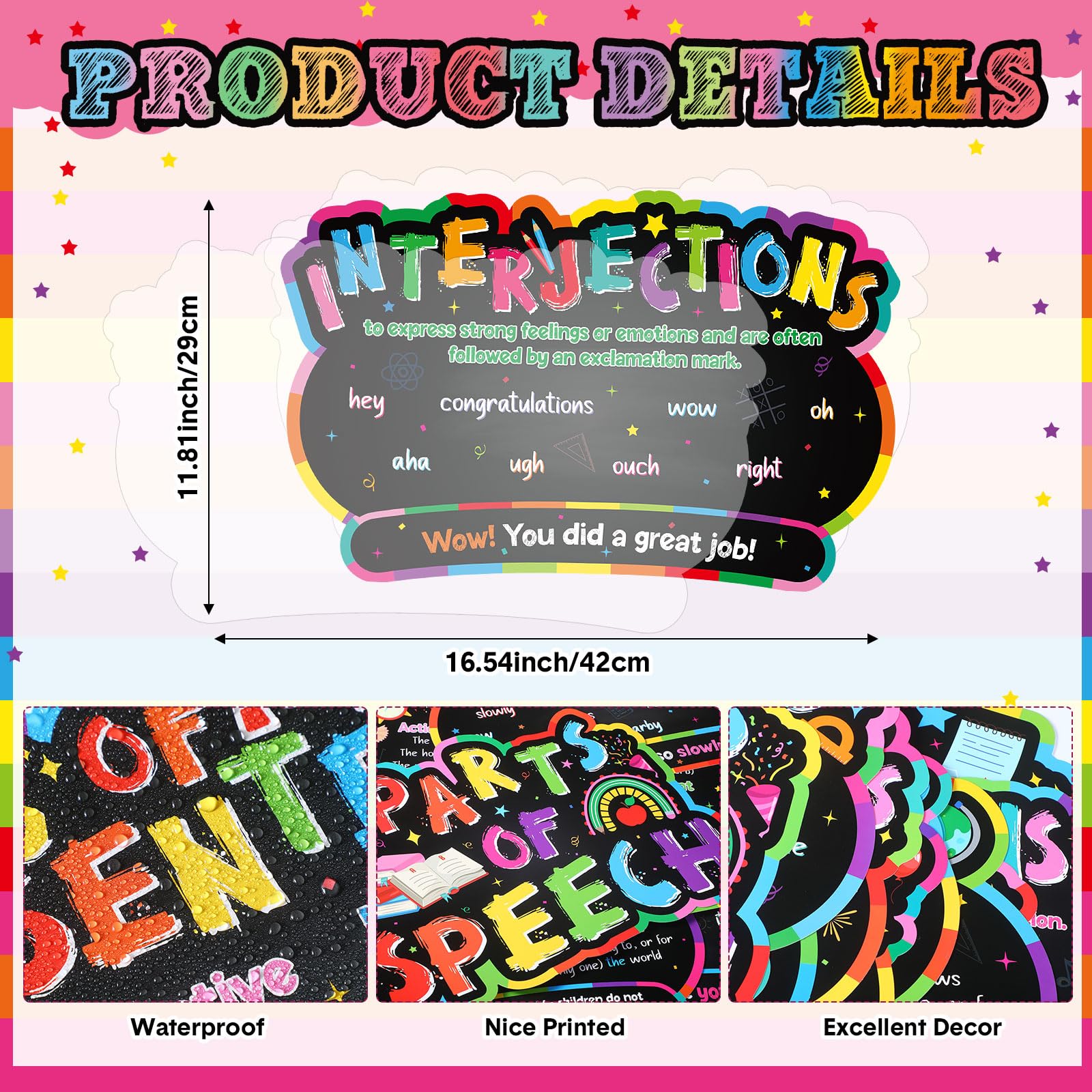 Snapklik.com : Pasimy 12 Pieces Parts Of Speech Posters English Grammar ...