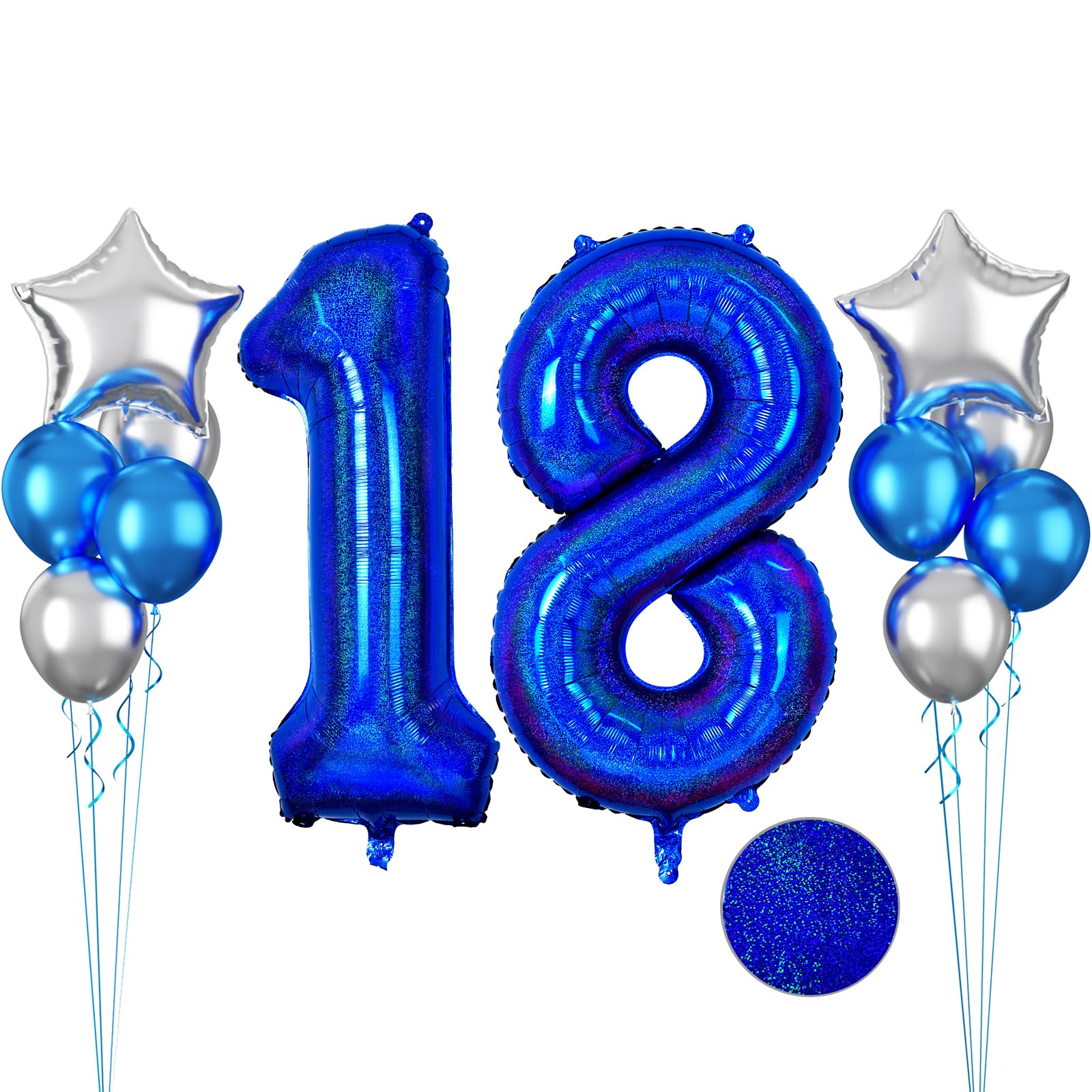 Snapklik.com : Glitter Blue Number 18 Balloon, 40 Inch 18th Birthday ...
