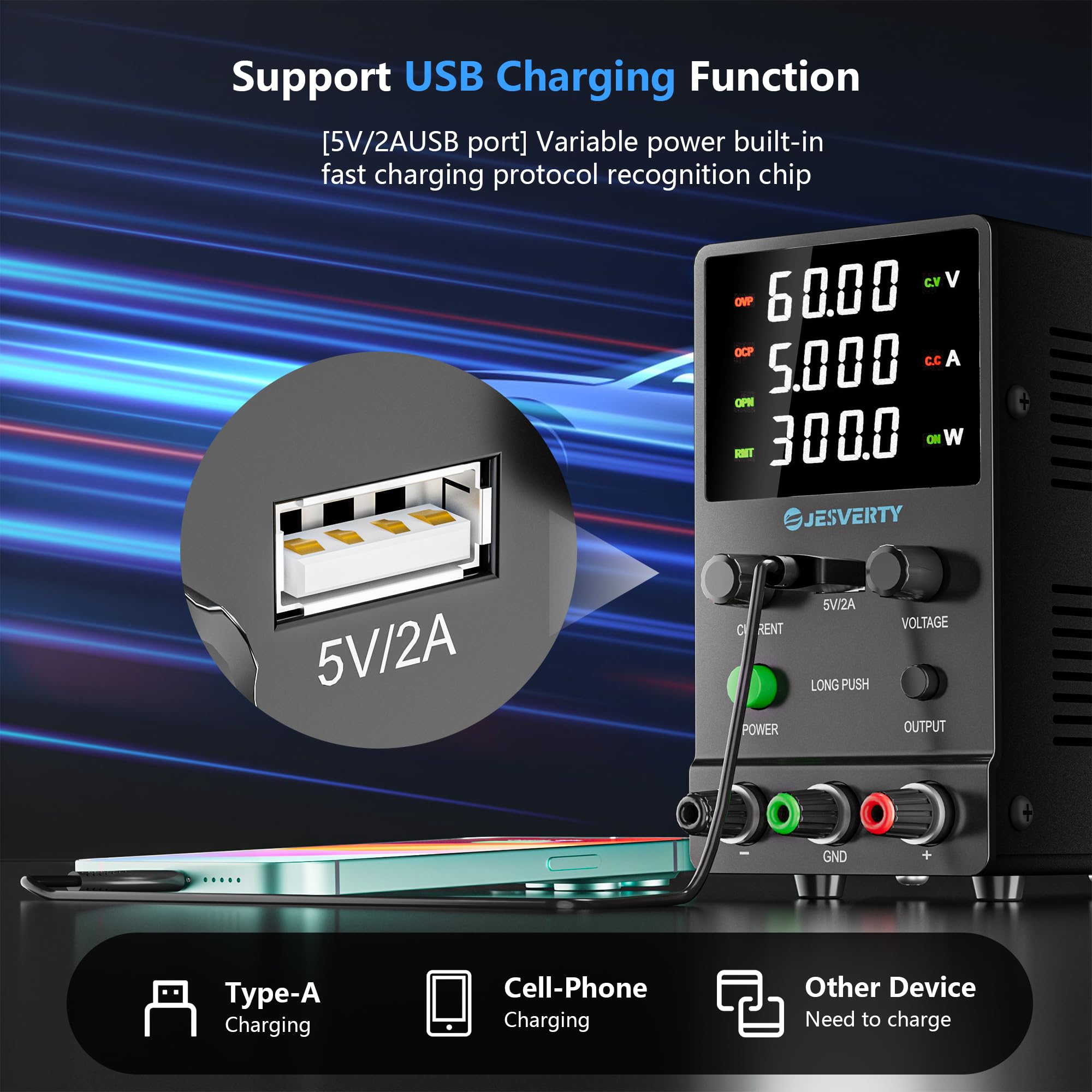 Snapklik.com : Jesverty DC Power Supply Variable, 0-60V 0-5A Adjustable ...
