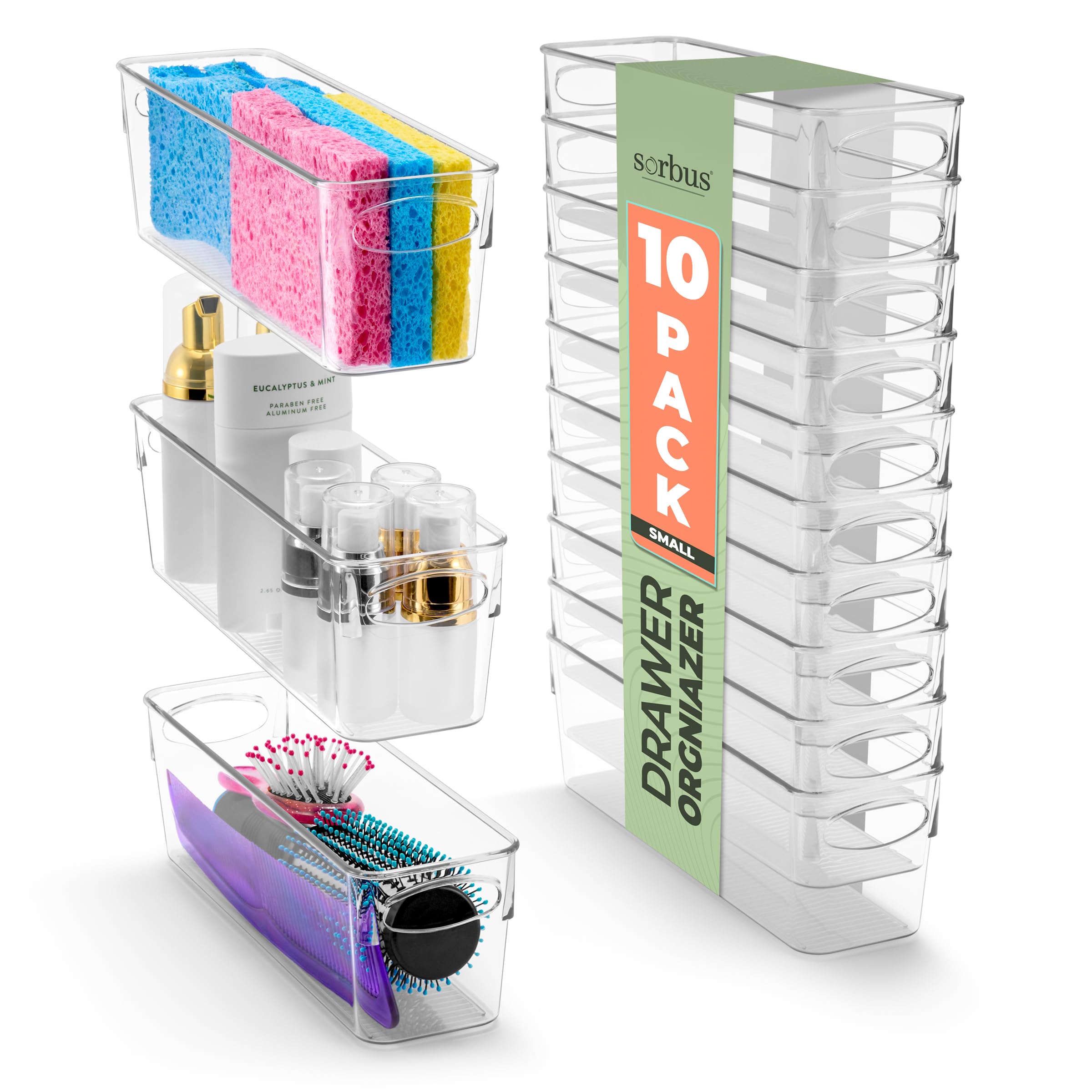 Snapklik.com : Sorbus Small Clear Plastic Storage Bins For Organizing ...