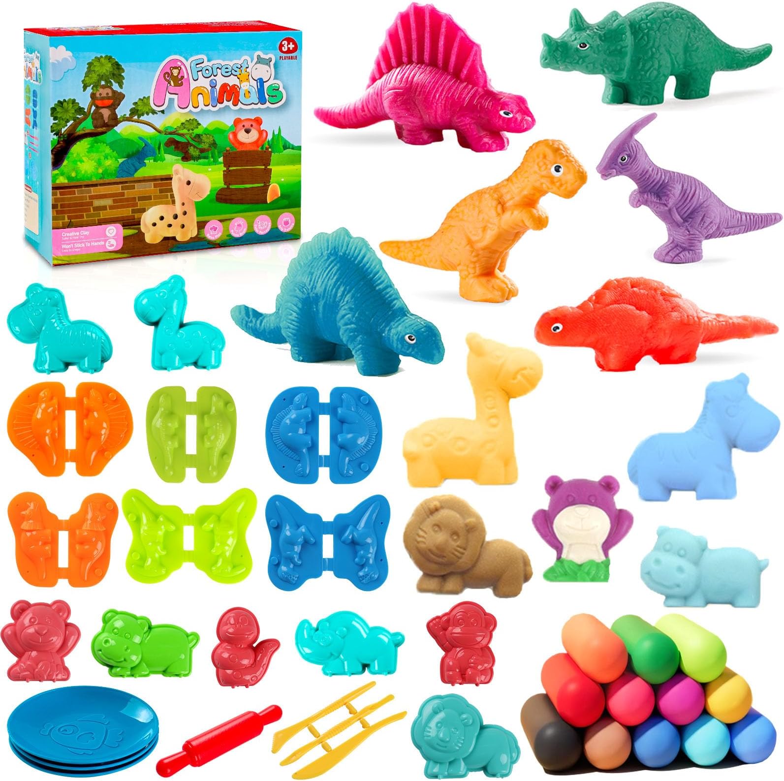 Amazon.com: Dinosaur Playdough Sets for Kids Ages 4-8, Play Dough Toy ...