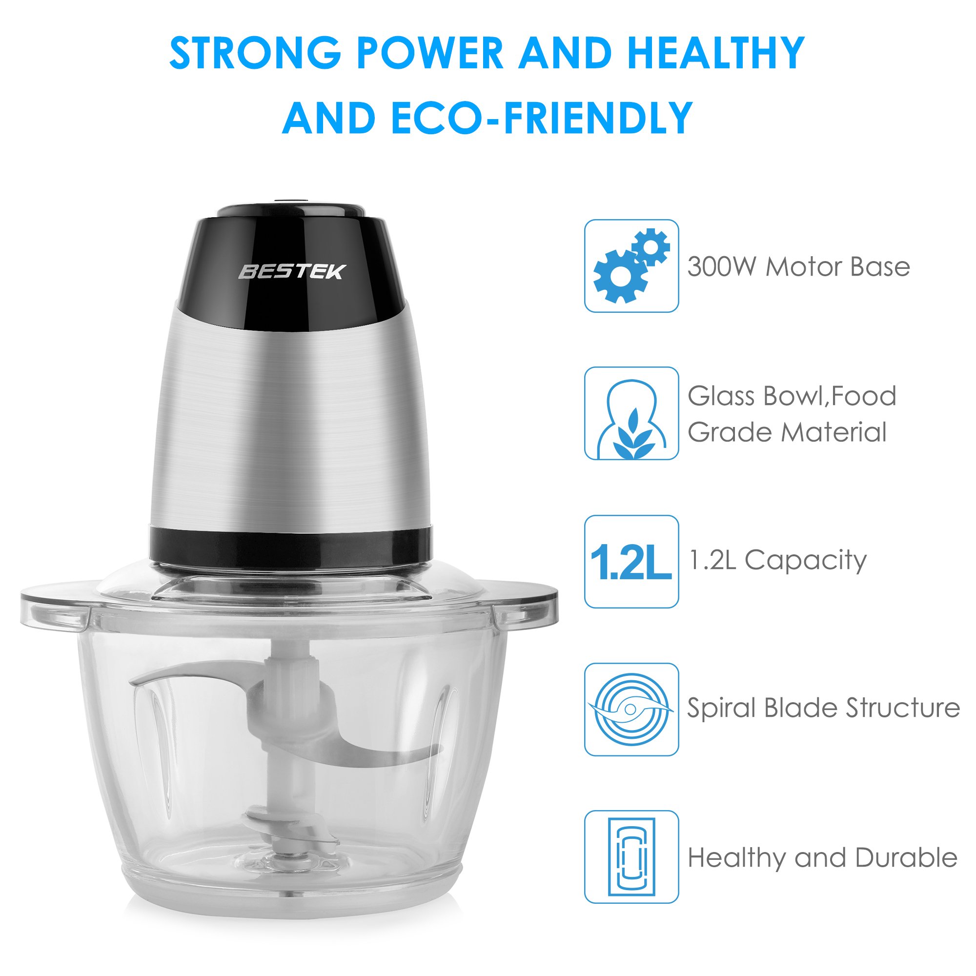 Snapklik.com : Electric Food Chopper, BESTEK 300W Mini Food Processor ...