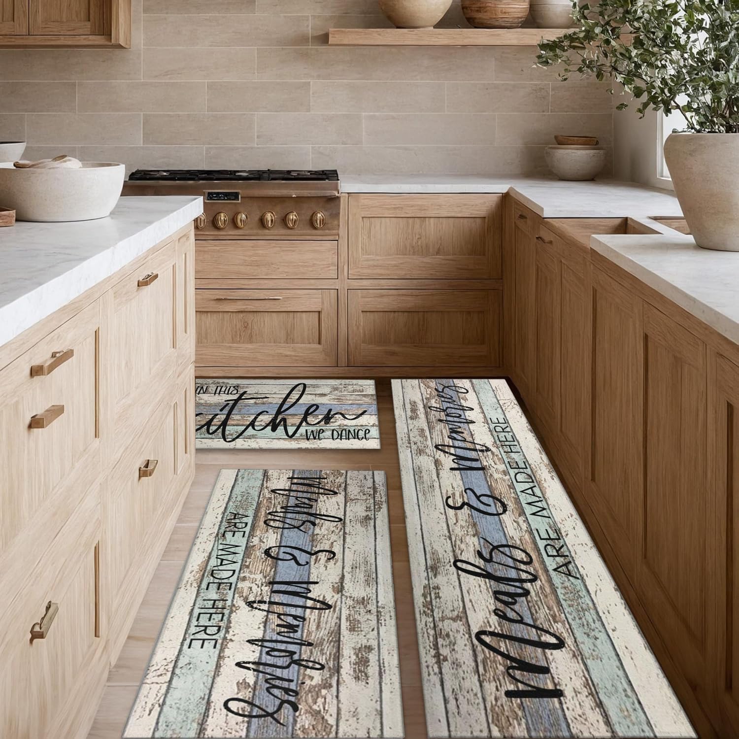 Amazon.com: Kitchen Rug Sets of 3 Piece Non Slip Kitchen Rugs and Mats ...