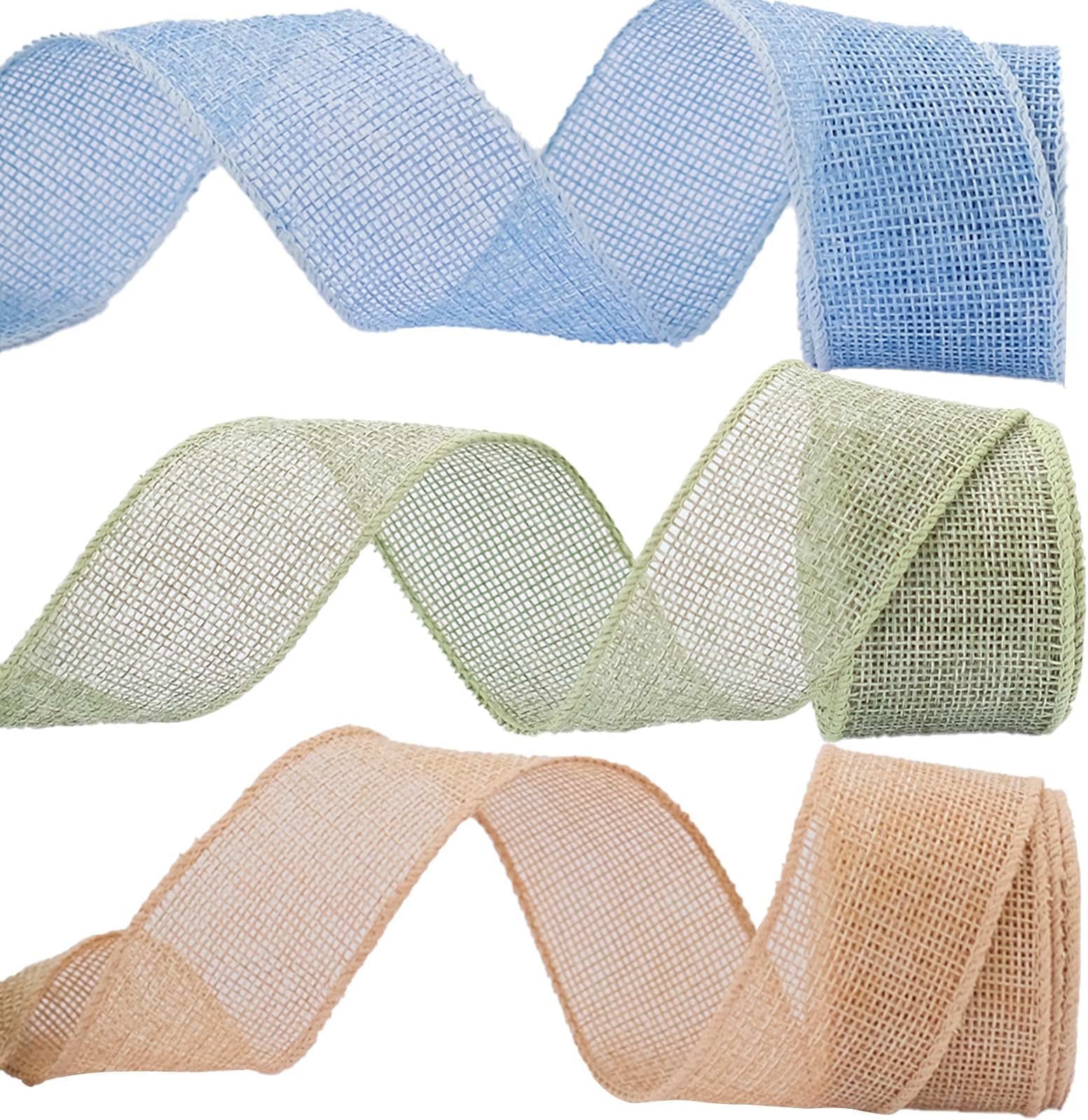 Amazon.com: XIHOU Linen Wired Edge Ribbon, 1-1/2 Inch x 5.5 Yard x 3 ...