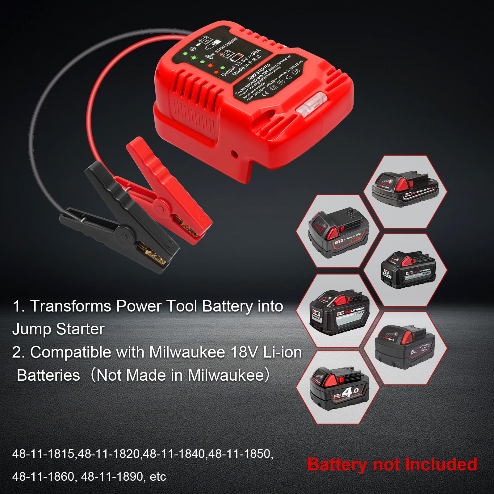 Milwaukee 20V Battery Jumper Cables Milwaukee 20V Battery Jump Starter ...