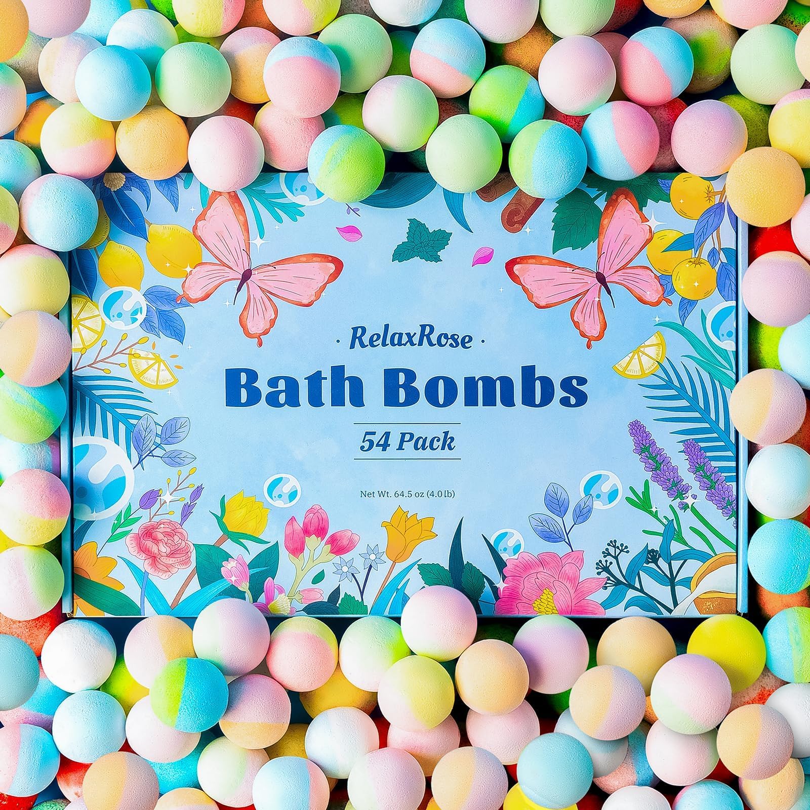 Amazon.com: 54 Pack Handmade Bath Bombs with 11 Vibrant Colors and 9 ...