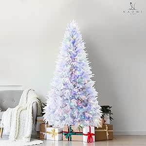 Amazon.com: Naomi Home Bonnie 7 5ft White Christmas Tree with Lights ...