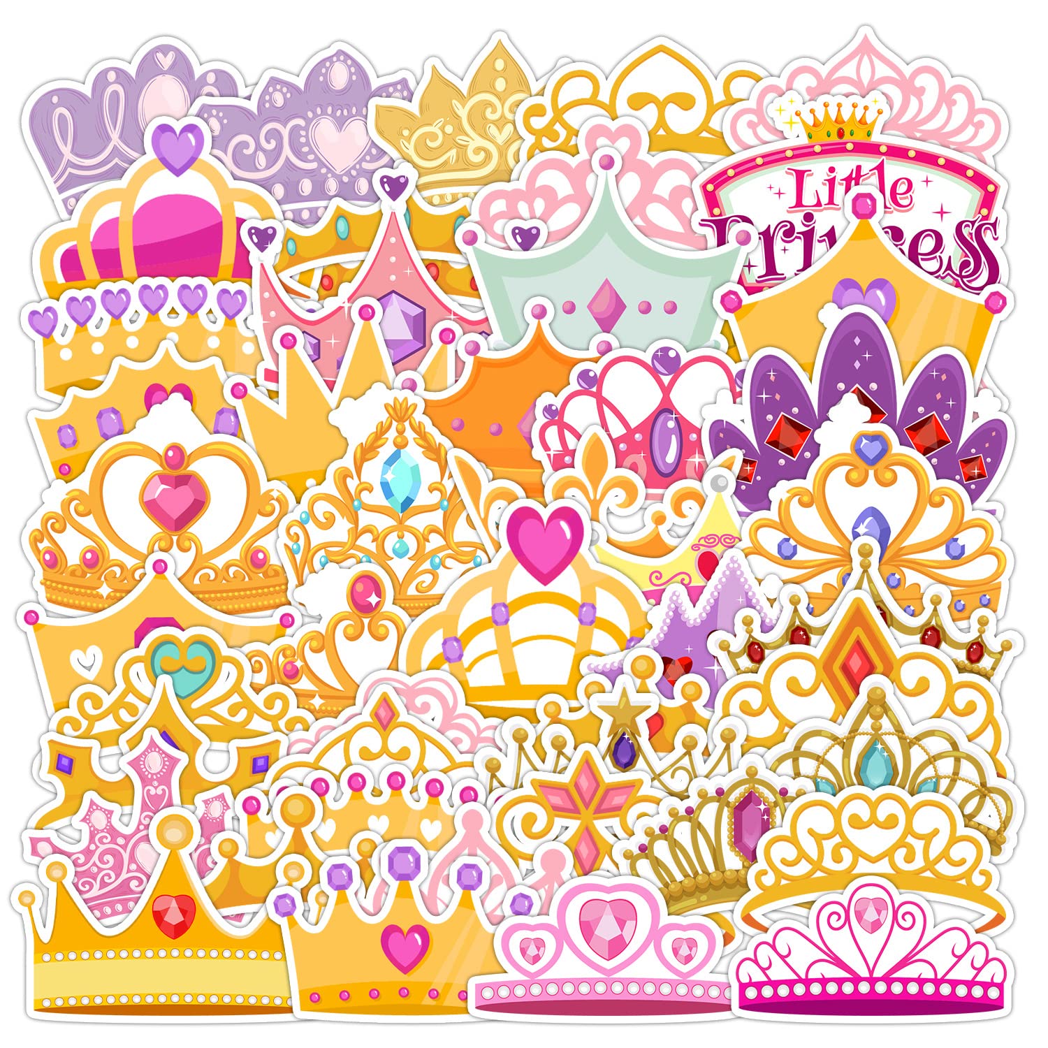 Amazon.com: 100Pcs Crown Stickers Cute Cartoon Queen Shine Pack Cool ...