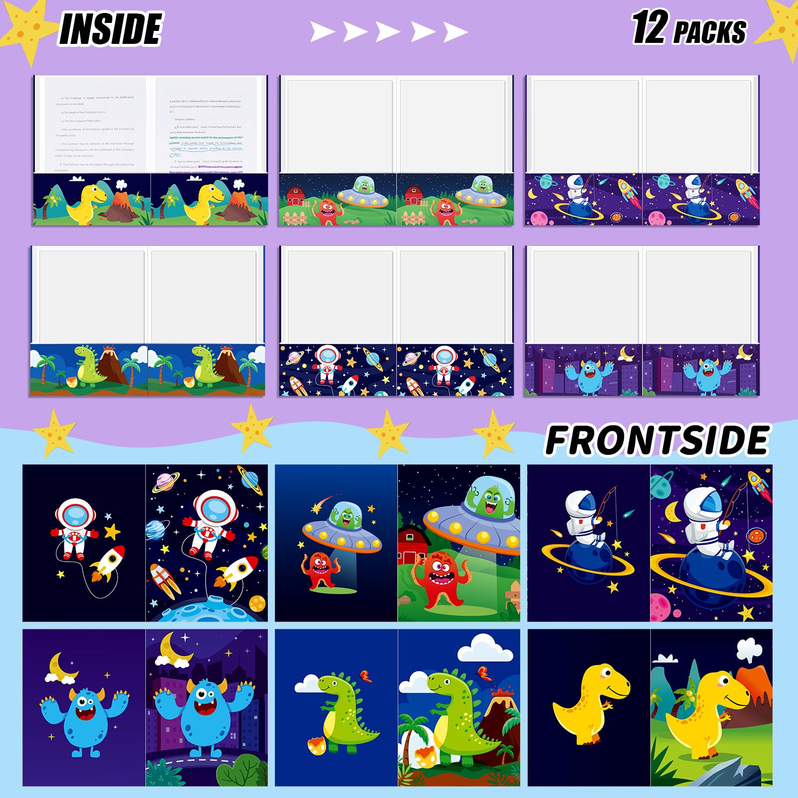 Snapklik.com : 12 Pieces Dinosaur Pocket Folders, Cute Kawaii Folders ...