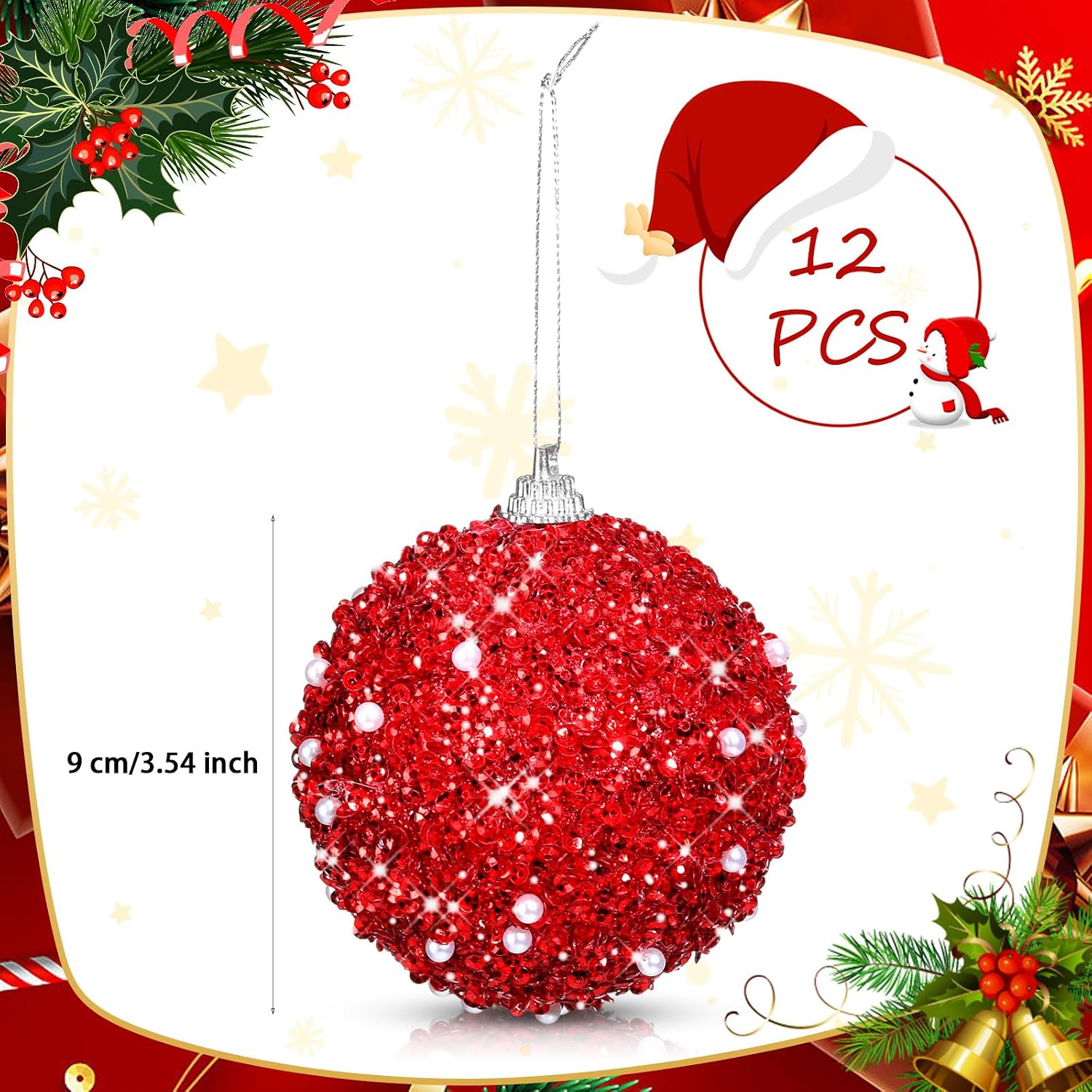 Liliful 12 adornos de bola de Navidad para decoración de árbol de ...
